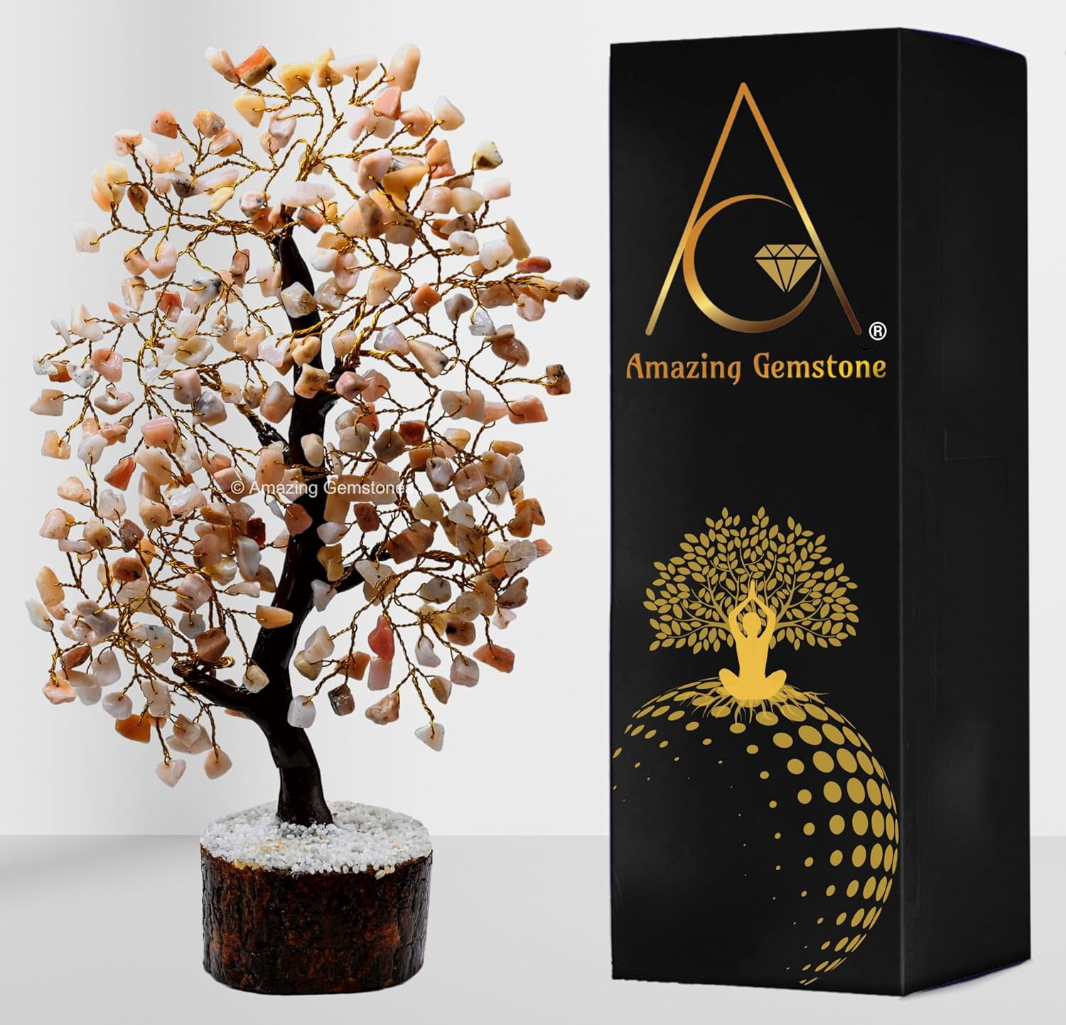 Pink Opal Crystal Tree - Healing Crystal Bonsai Tree Room Decor Office ...