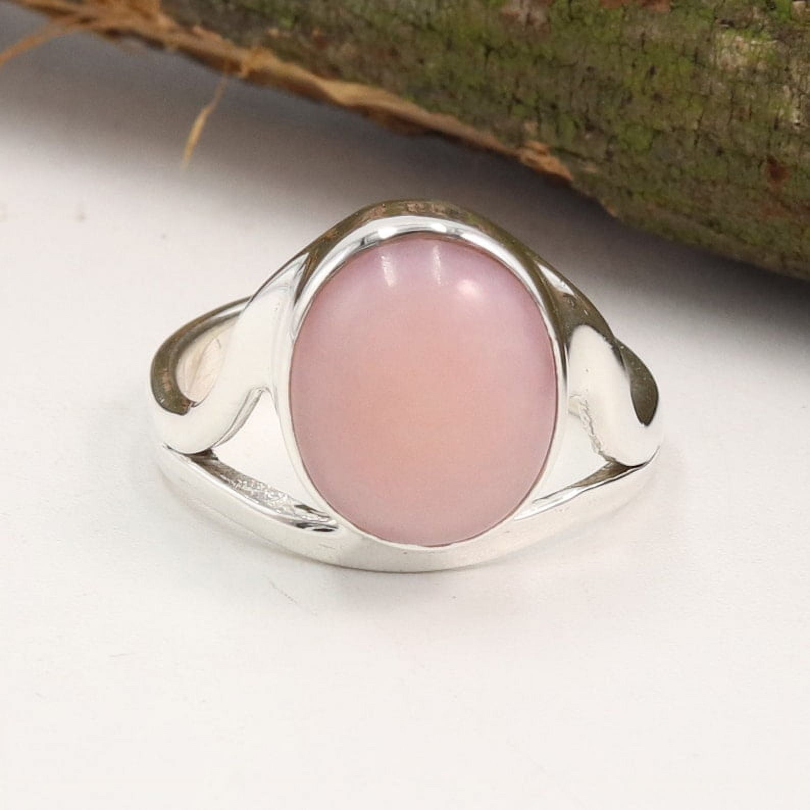 Pink Opal Ring, Sterling Silver Rings, Handmade Ring, Peruvian Pink ...