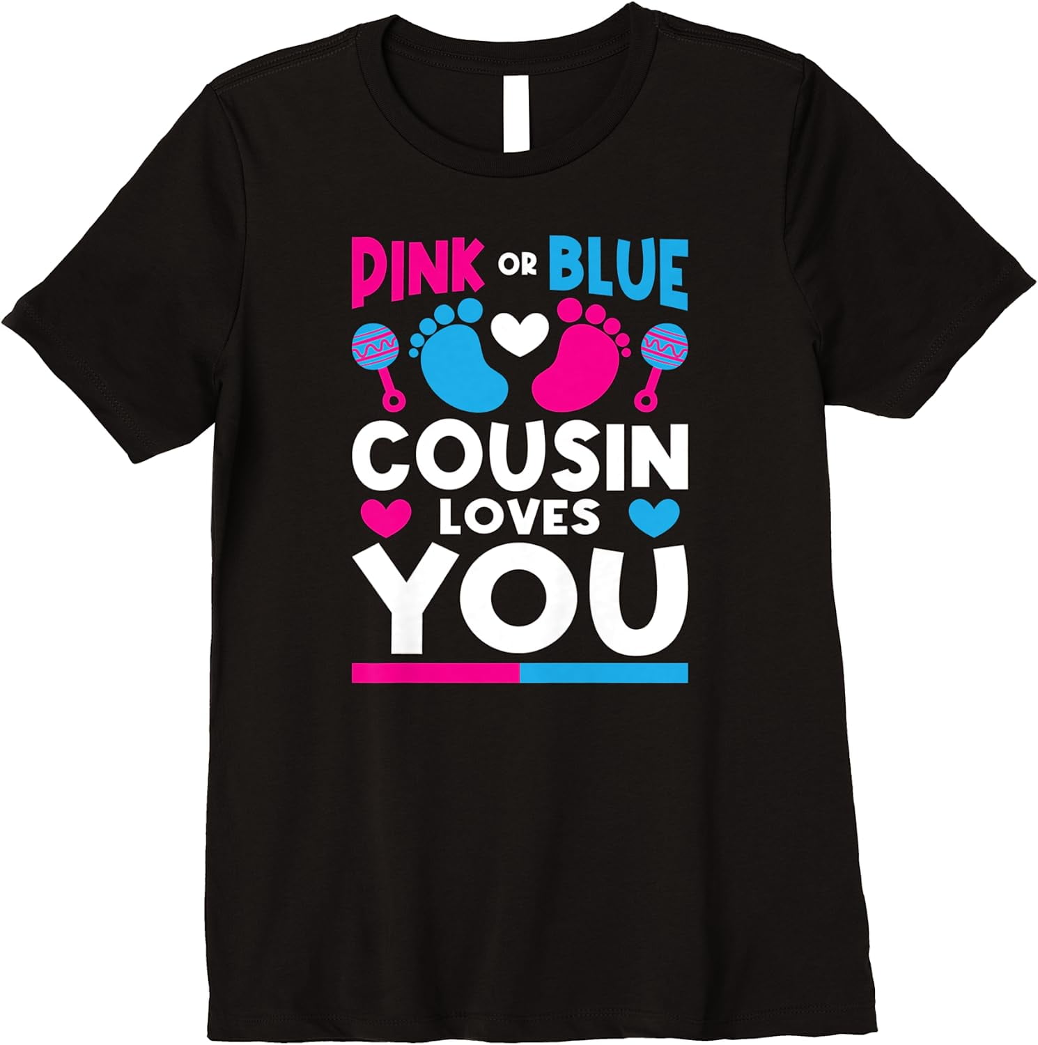 Pink Or Blue Cousin Loves You - Gender Reveal Family Member Premium T ...