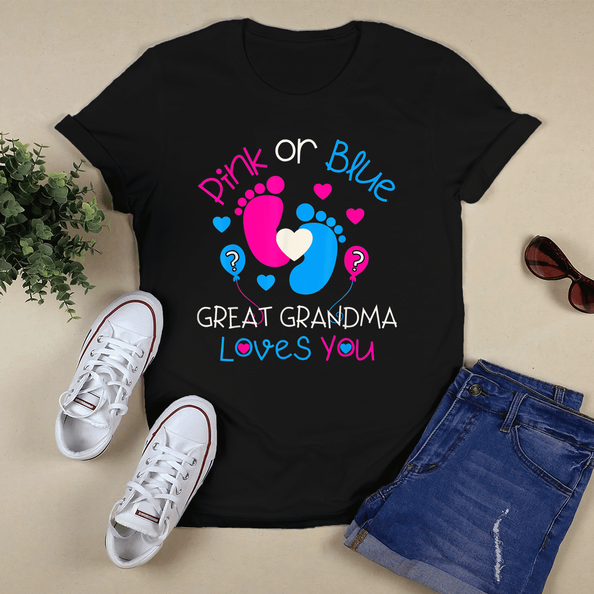 Pink Or Blue Great Grandma Loves You Gender Reveal Classic Tshirt ...