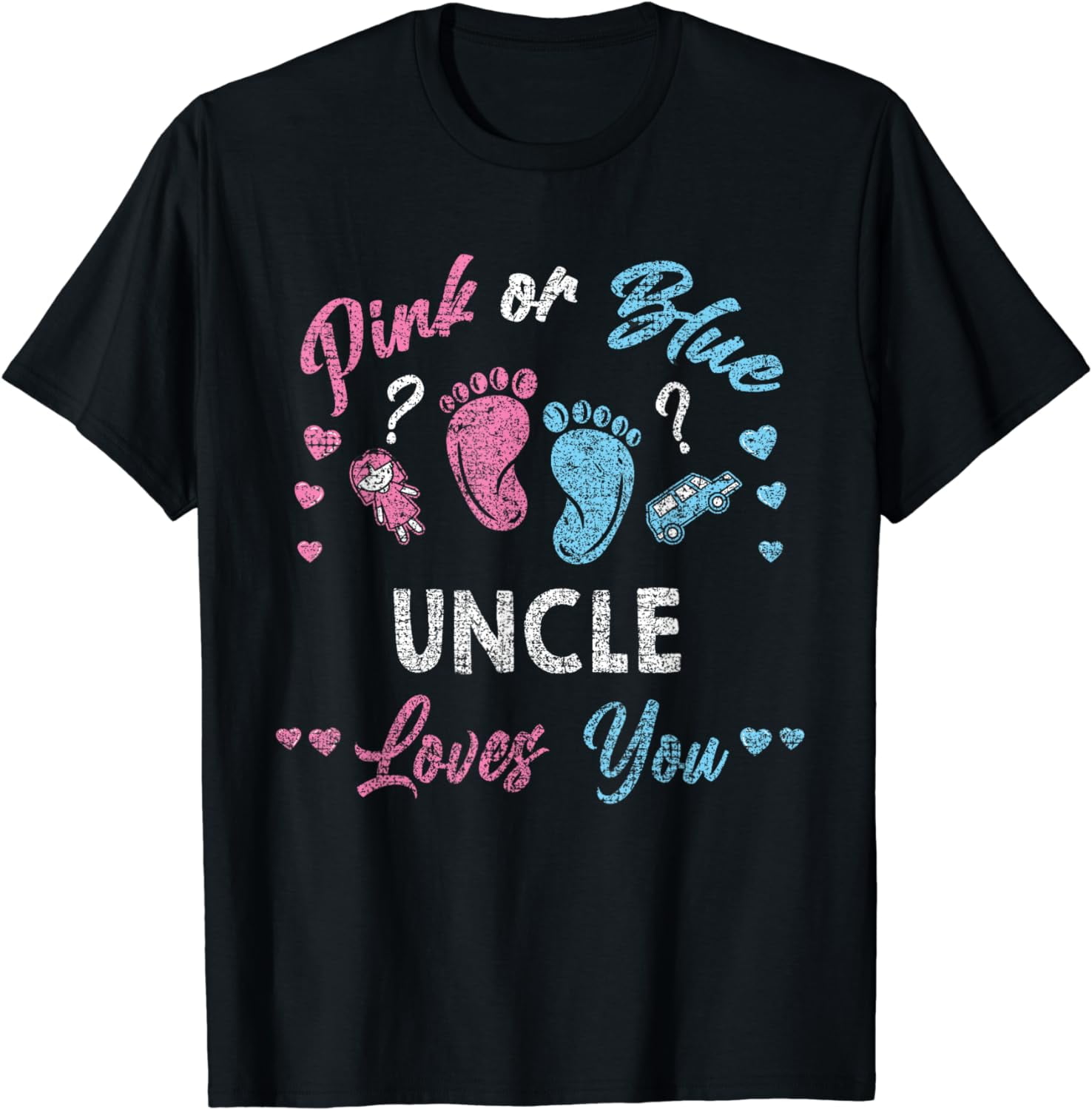 Pink Or Blue Uncle Loves You Gender Reveal Vintage T-Shirt - Walmart.com