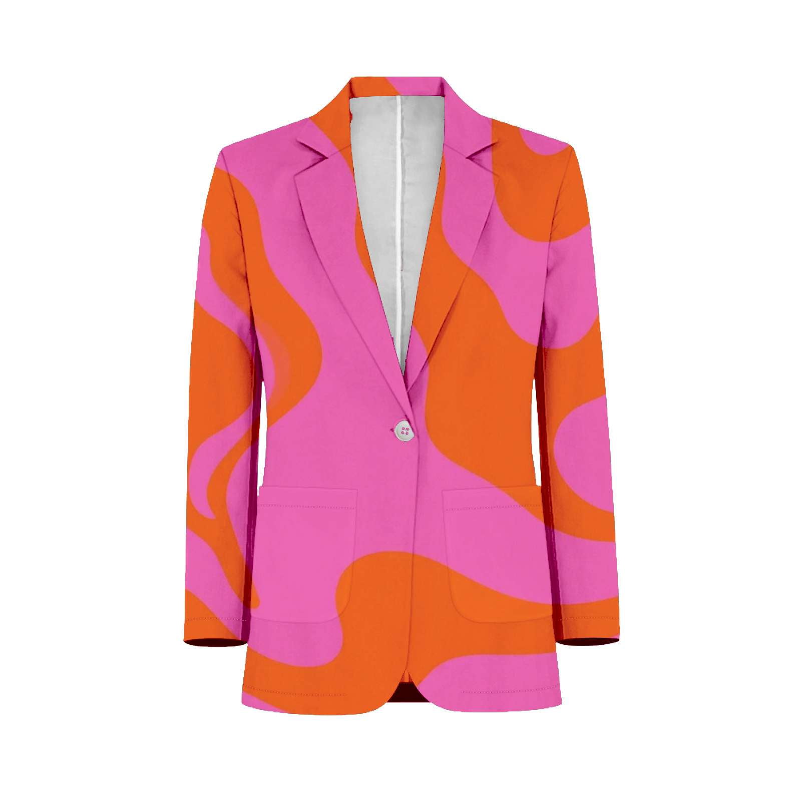 Pink Orange Abstract Wavy Design Mens Suits Shawl Collar Slim Fit Suit ...