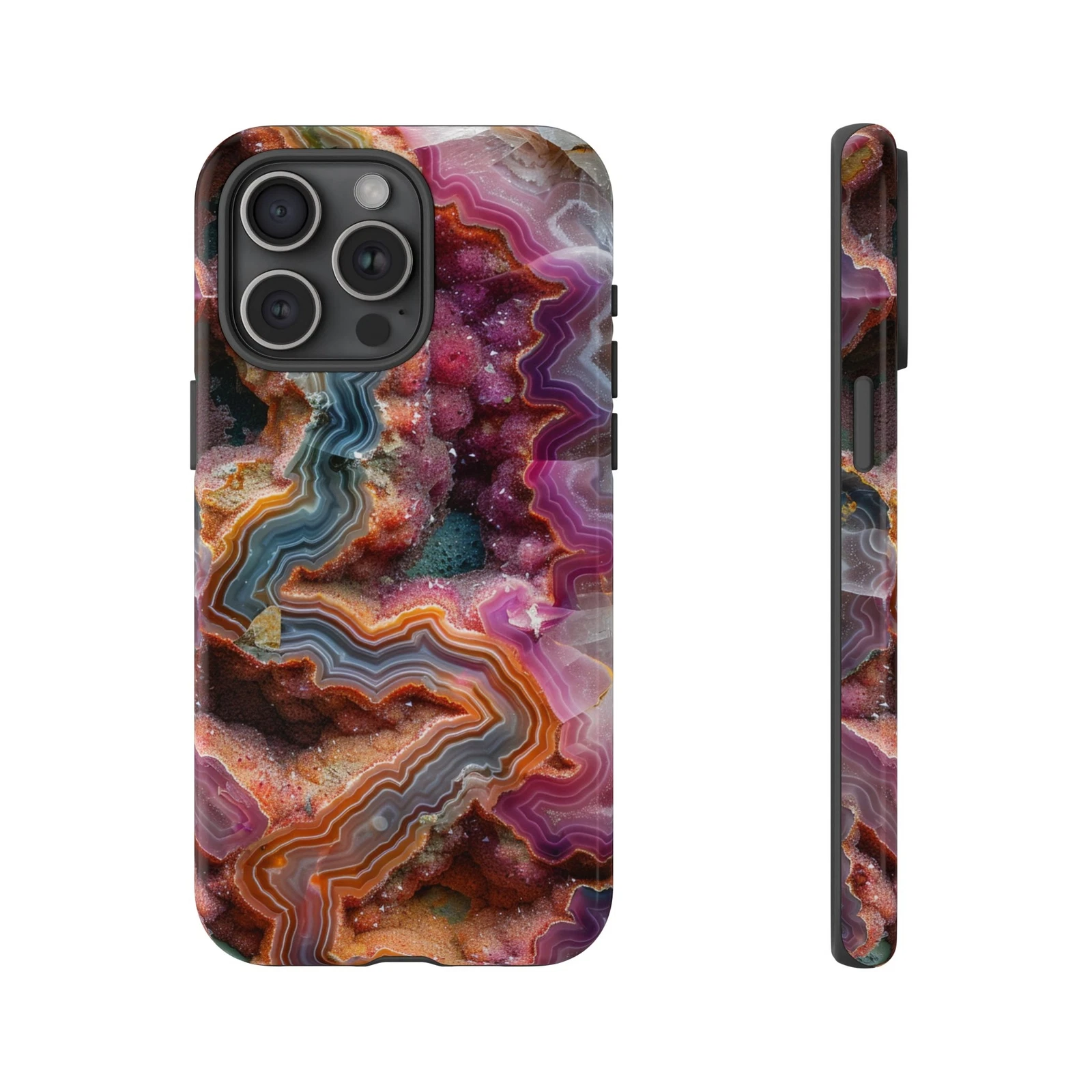 Pink Orange Amethyst Geode Crystal Phone Case for iPhone 17 through 11 ...