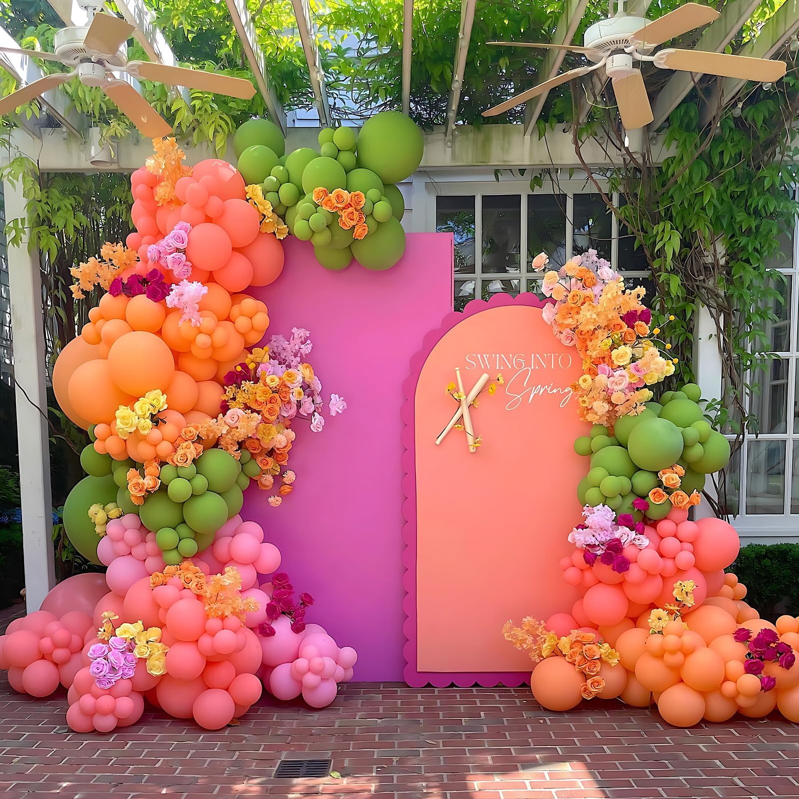 Pink and Orange Balloon MSF2 Arch Kit, Double Stuffed Olive Green Hot ...