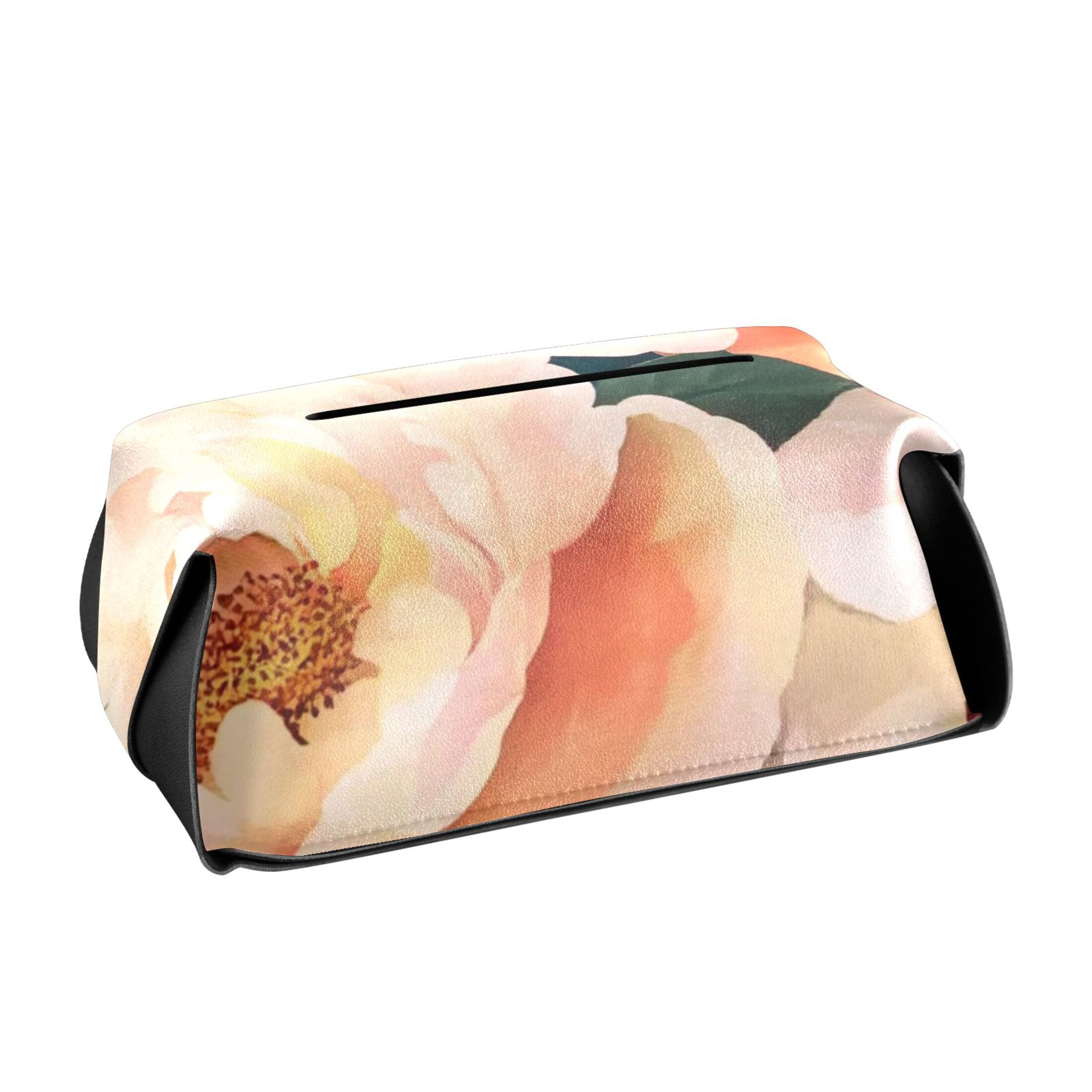 Pink Orange Blossom Tissue Box Cover Leather Square Rectangle Tissue ...