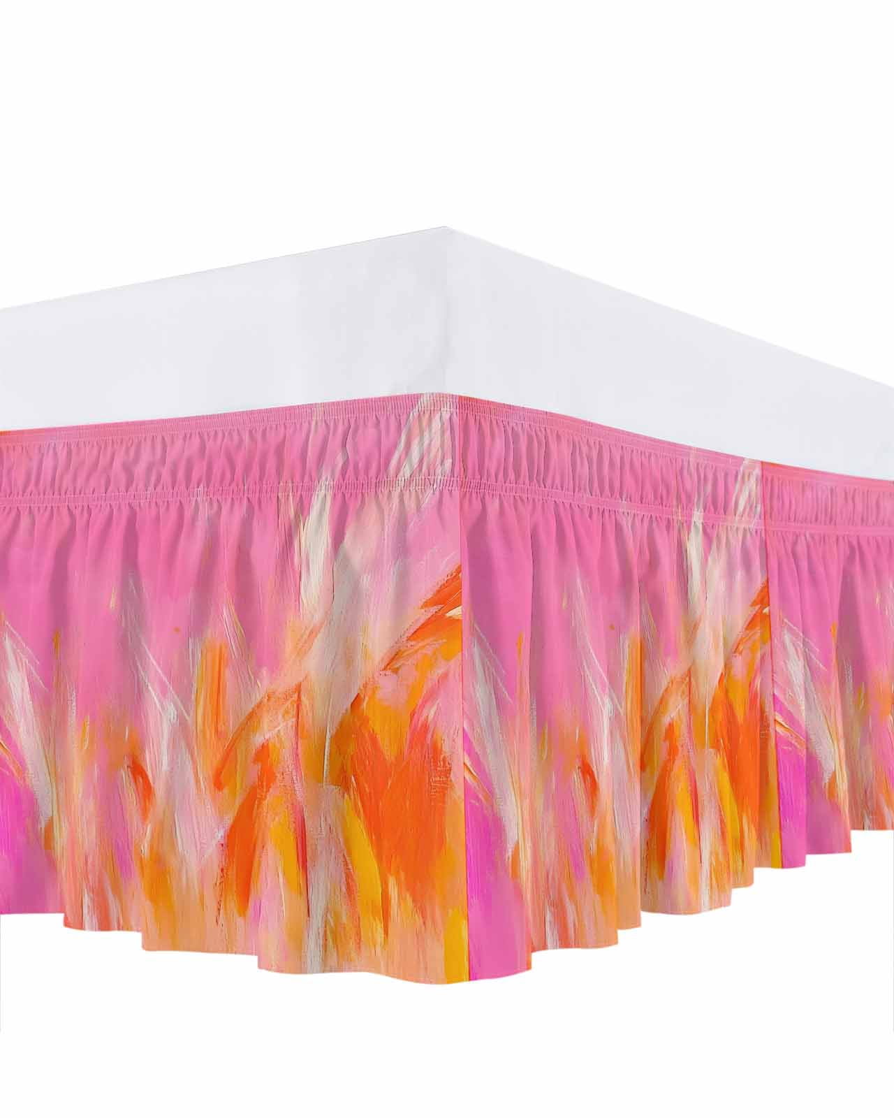 Pink Orange Ruffle Bed Skirt California King Size Abstract Modern ...