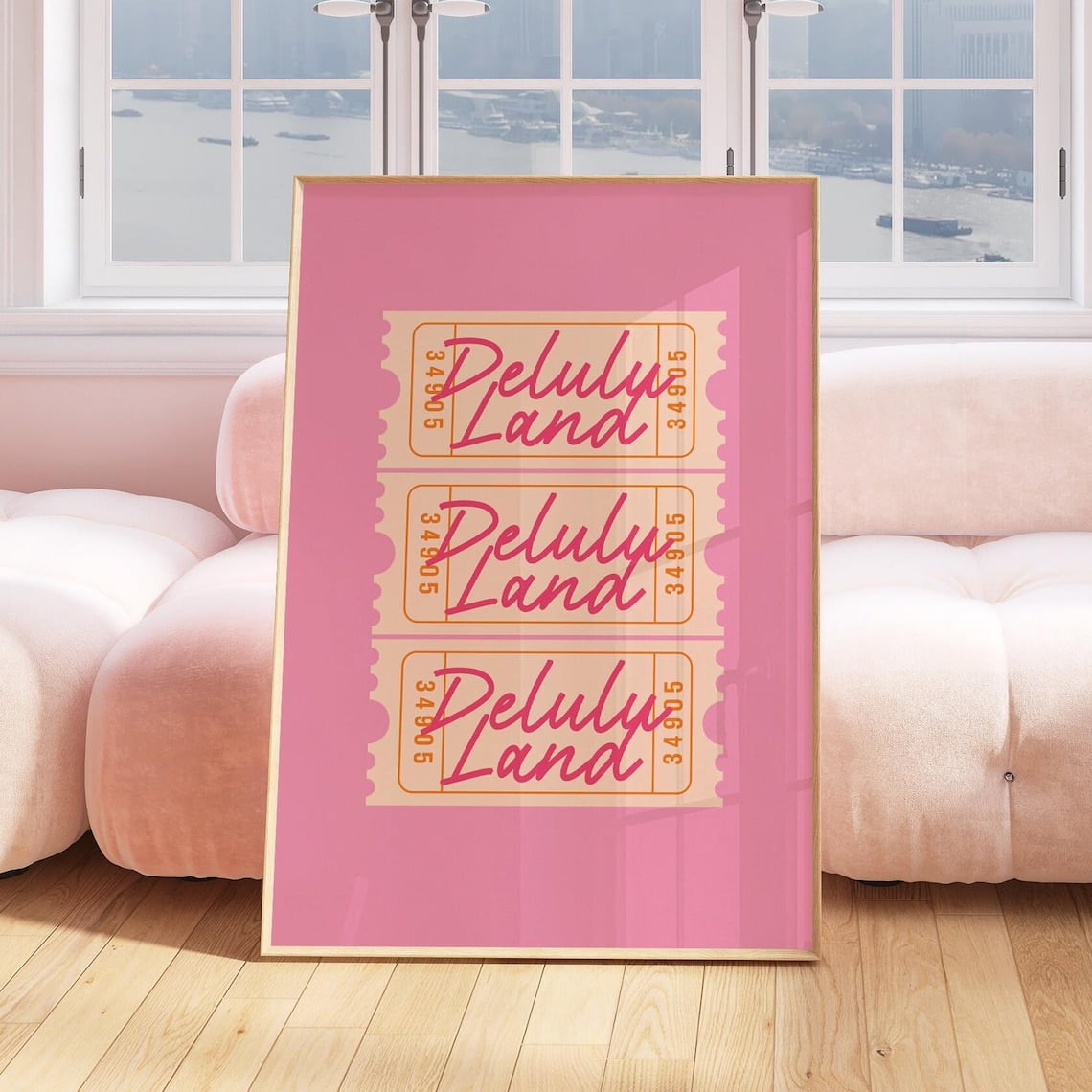 Pink And Orange Ticket Print, Delulu Poster, Funny Apartment Wall Art ...