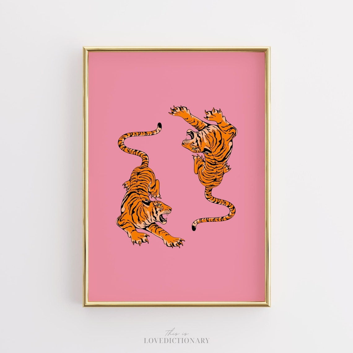 Pink Orange Tiger Print, Preppy Room Decor, Preppy Tiger Poster, Boho ...