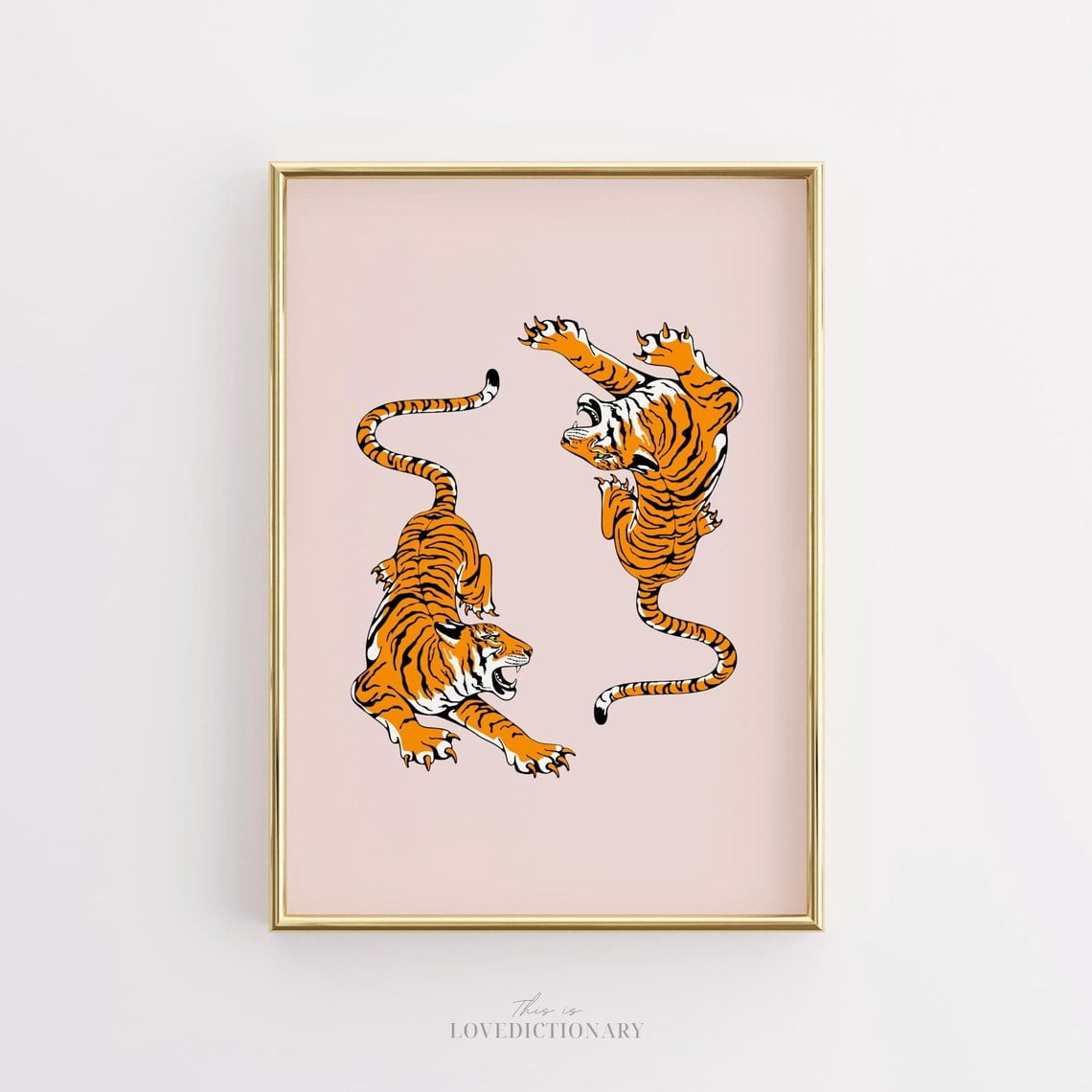 Pink Orange Tiger Print, Preppy Room Decor, Preppy Tiger Poster, Boho ...