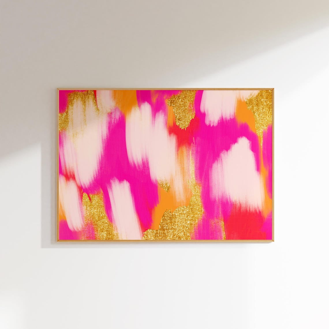 Pink Orange Wall Art Abstract Painting Preppy Dorm Room Decor Aesthetic ...