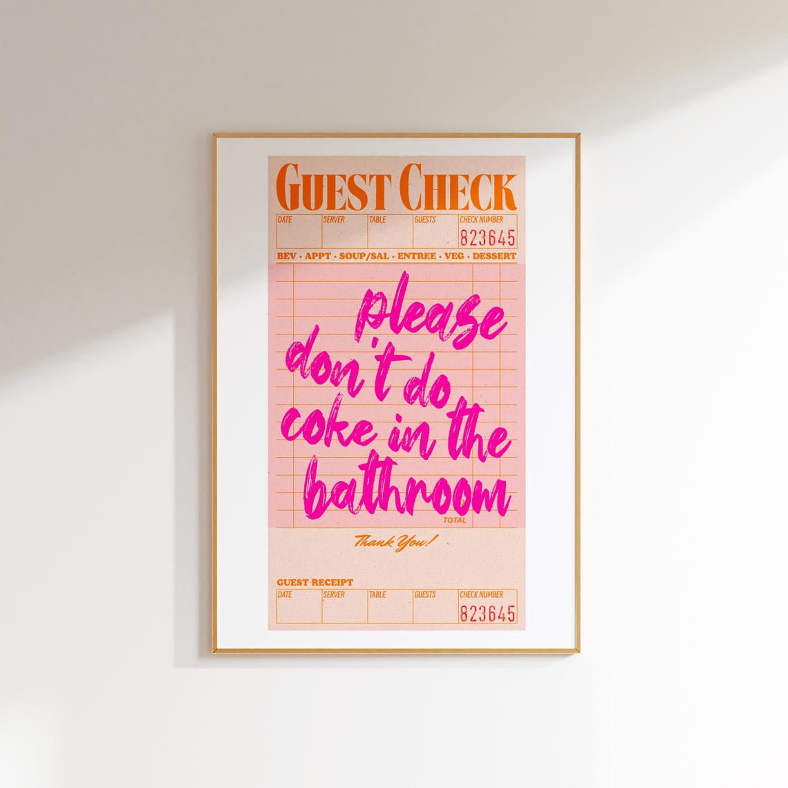 Pink And Orange Wall Art Funky Home Decor Guest Check Poster Wall Art ...