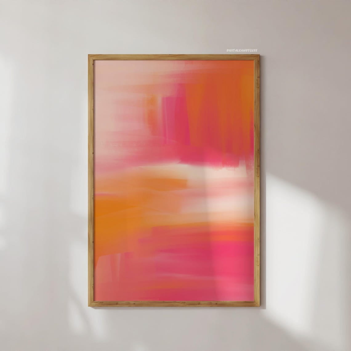 Pink And Orange Wall Art Prints Abstract Painting Print Bright Colorful ...