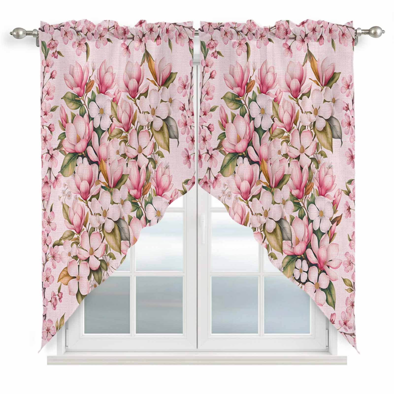 Pink Orchid Swag Valances for Windows 2 Pack, Kitchen Window Curtains ...