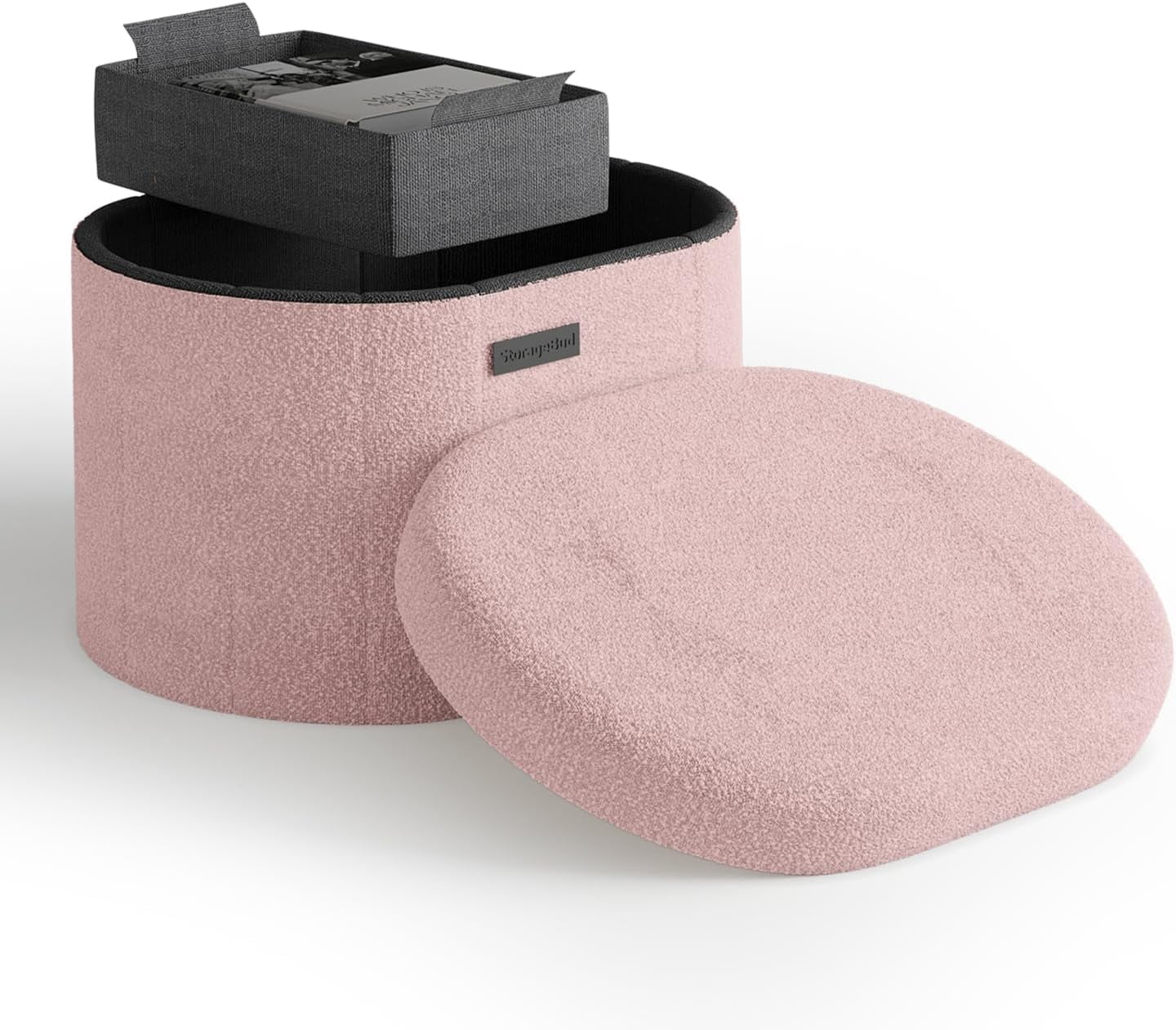 Pink Ottoman with Storage for Living Room, 16 Inch Storage Ottoman ...