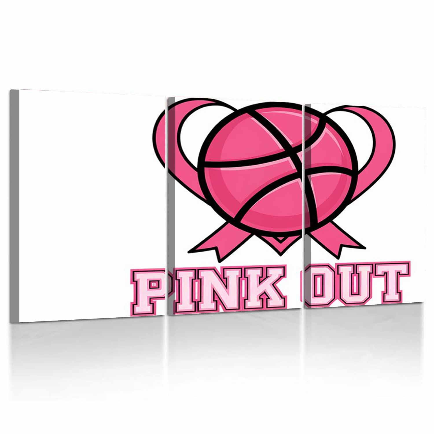 Pink Out Basketball Canvas Wall Art Print For Bedroom Living Room Home ...