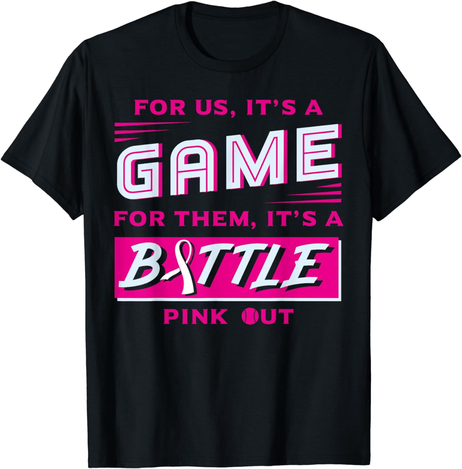Pink Out Breast Cancer Softball Ball Pink Ribbon Mammogram T-Shirt ...