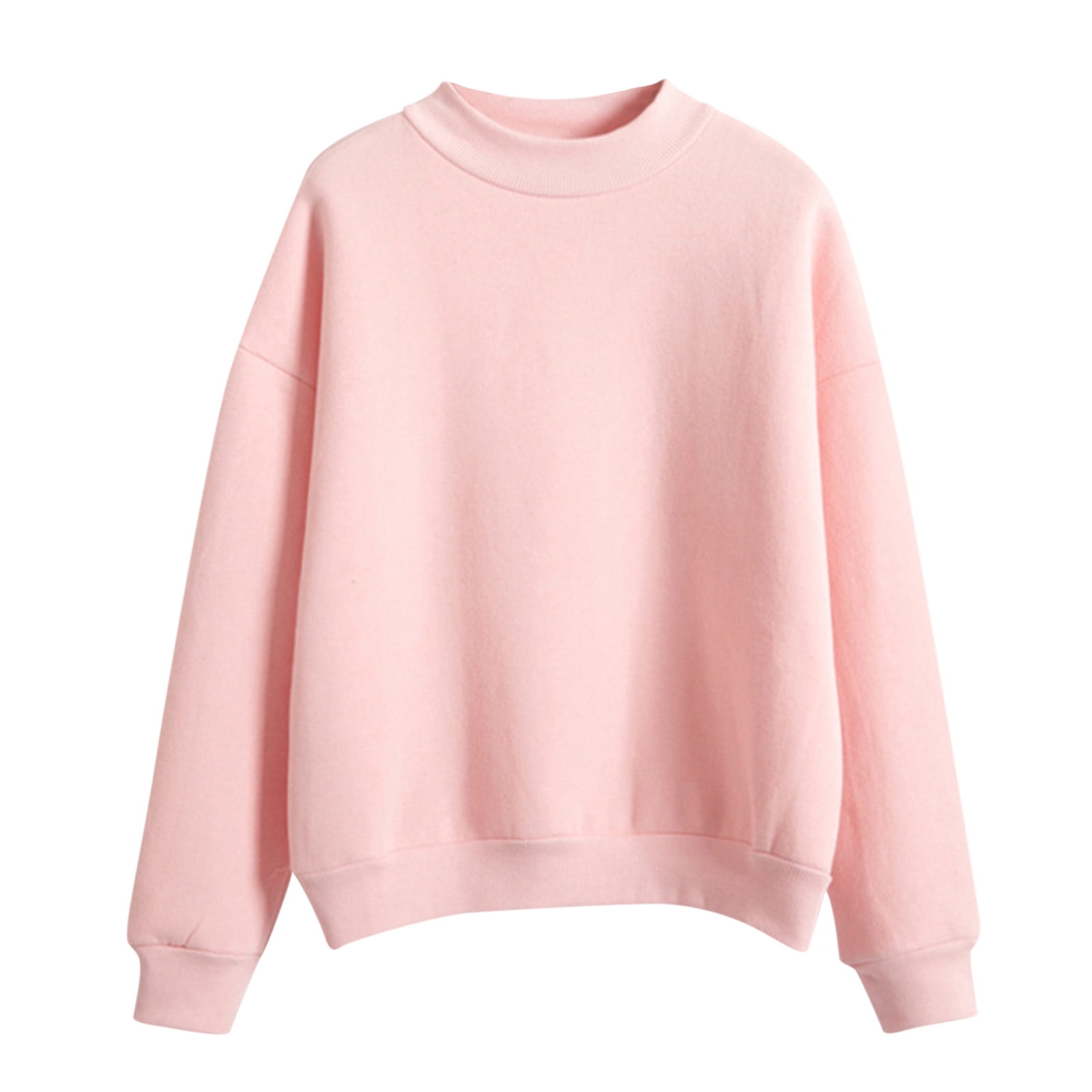 Pink Oversized Sweatshirt for Women Long Sleeve Hoodies Solid Color ...