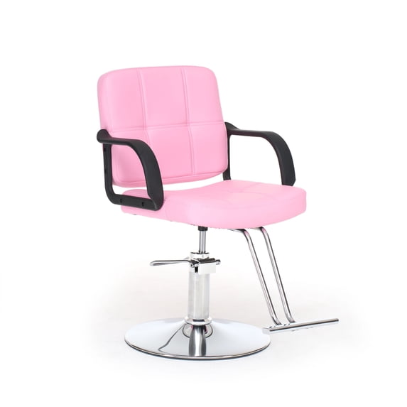 Pink PU Leather Barber Chair - 360° Swivel, Adjustable Height Salon ...