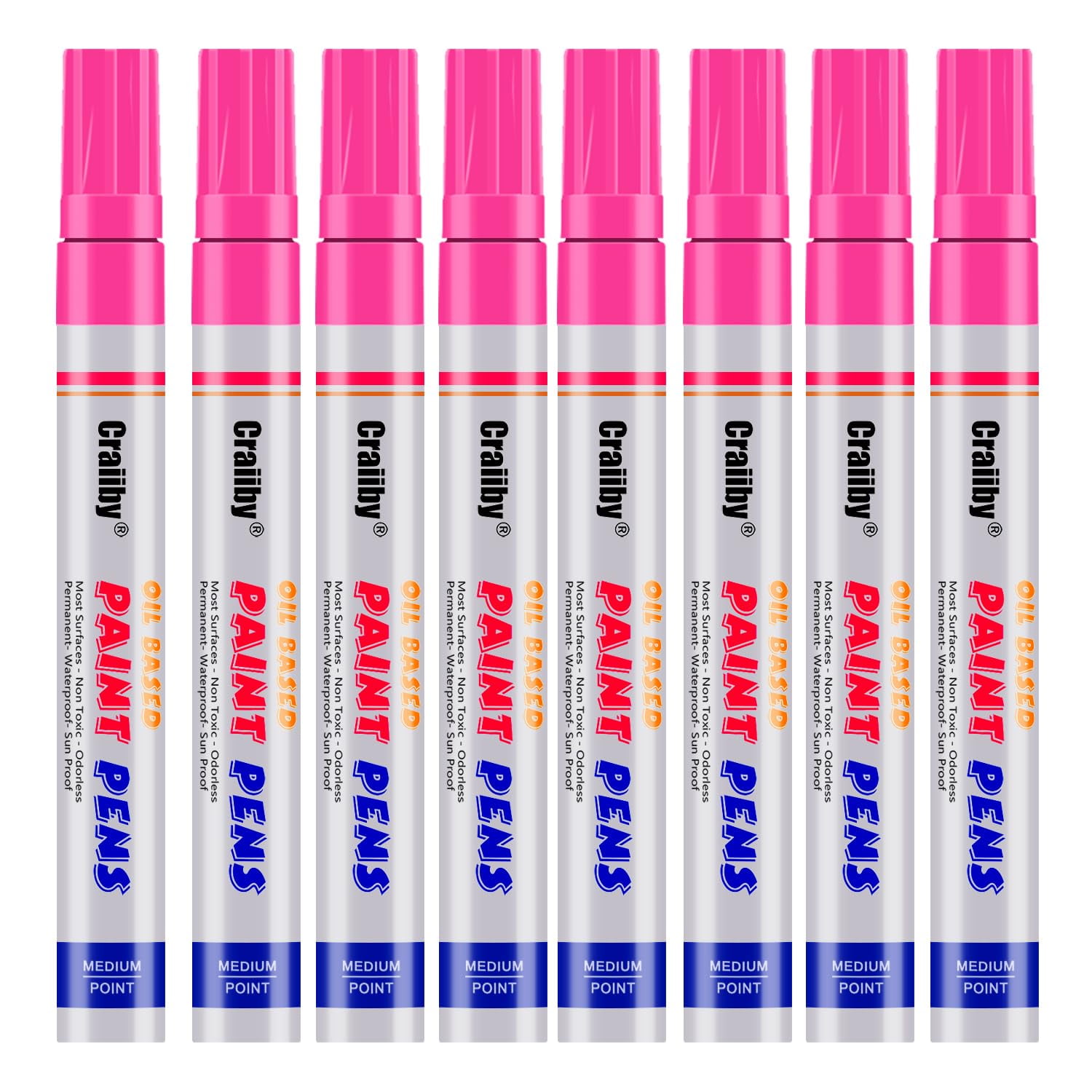 Pink Paint Markers, 8 Pack Oil-Based Waterproof Quick Dry Permanent ...
