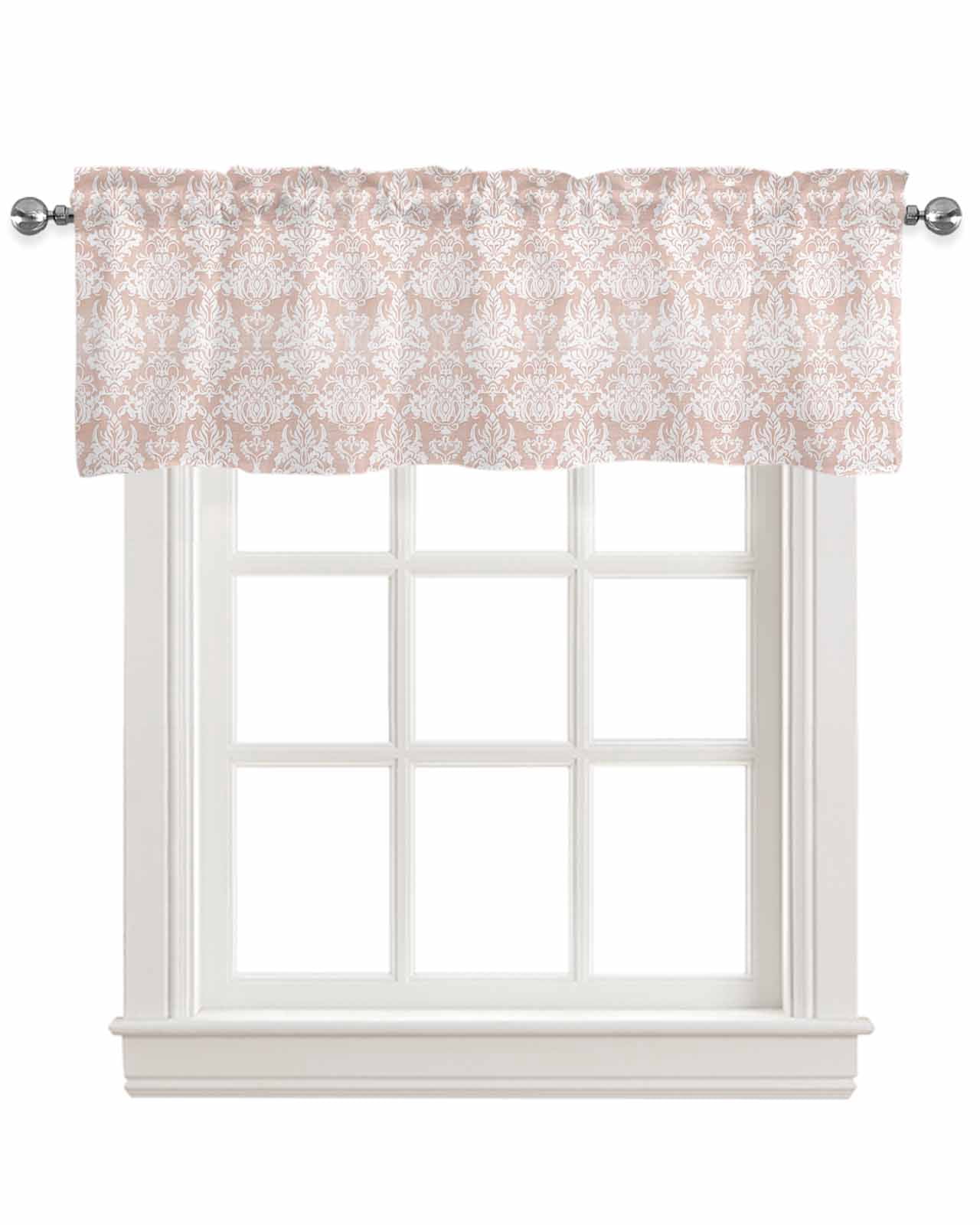 Pink Paisley Floral Linen Curtain Valance for Bedroom/Bathroom/Kitchen ...