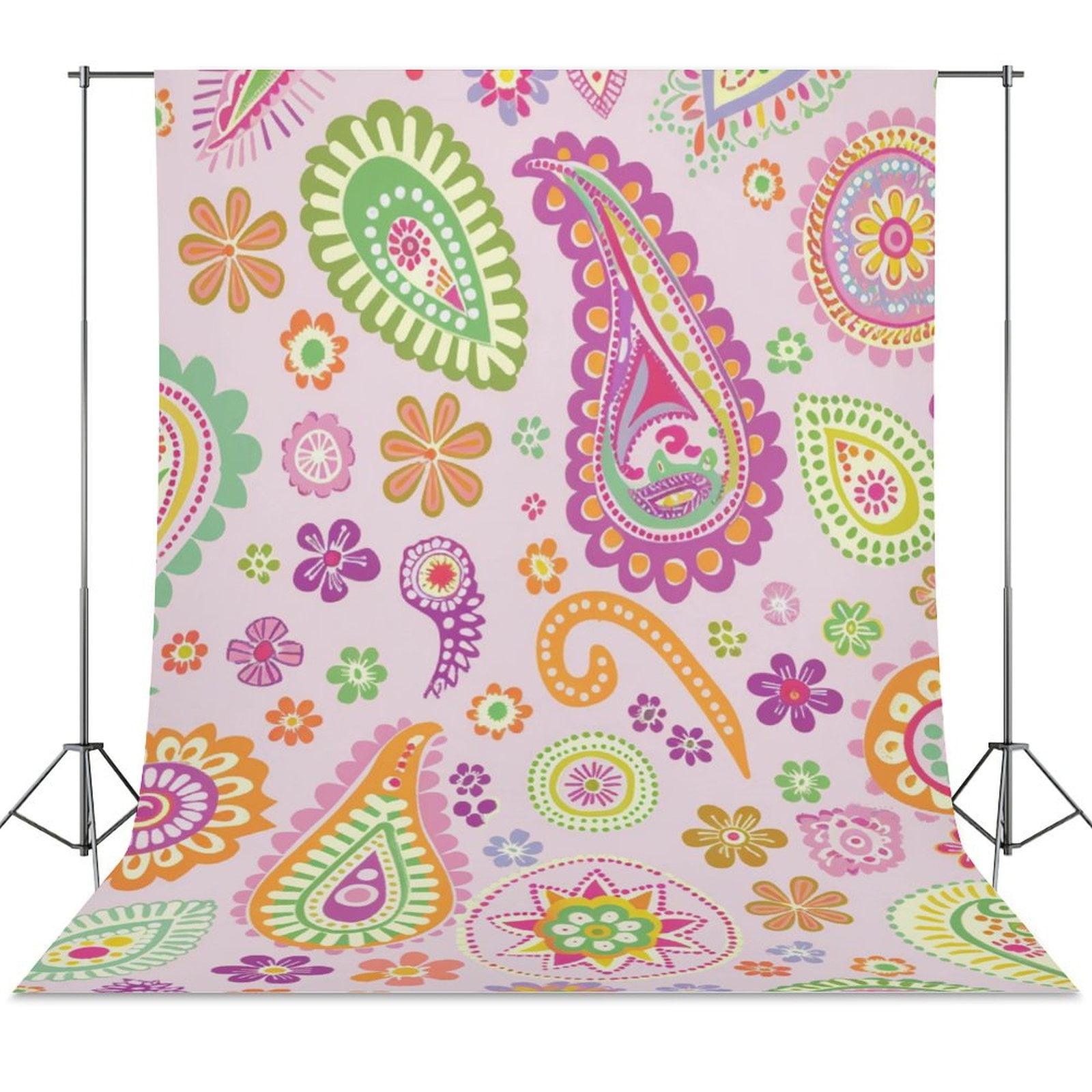 Pink Paisley Floral Vibrant Pattern Design Spring Wall Backdrop ...