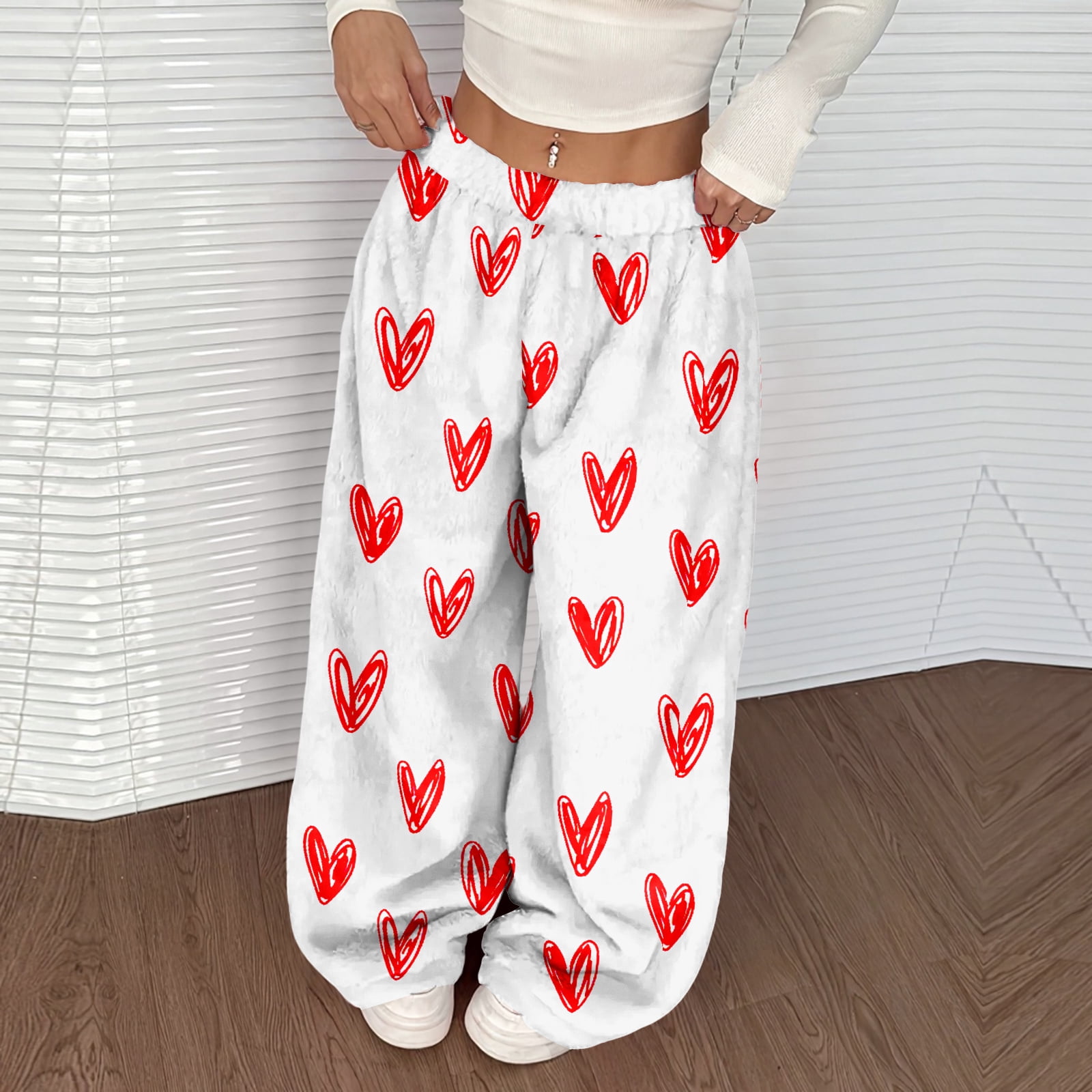 Pink Pajama Pants Leopard Pants Women Therian Fuzzy Pajama Pants Y2k ...
