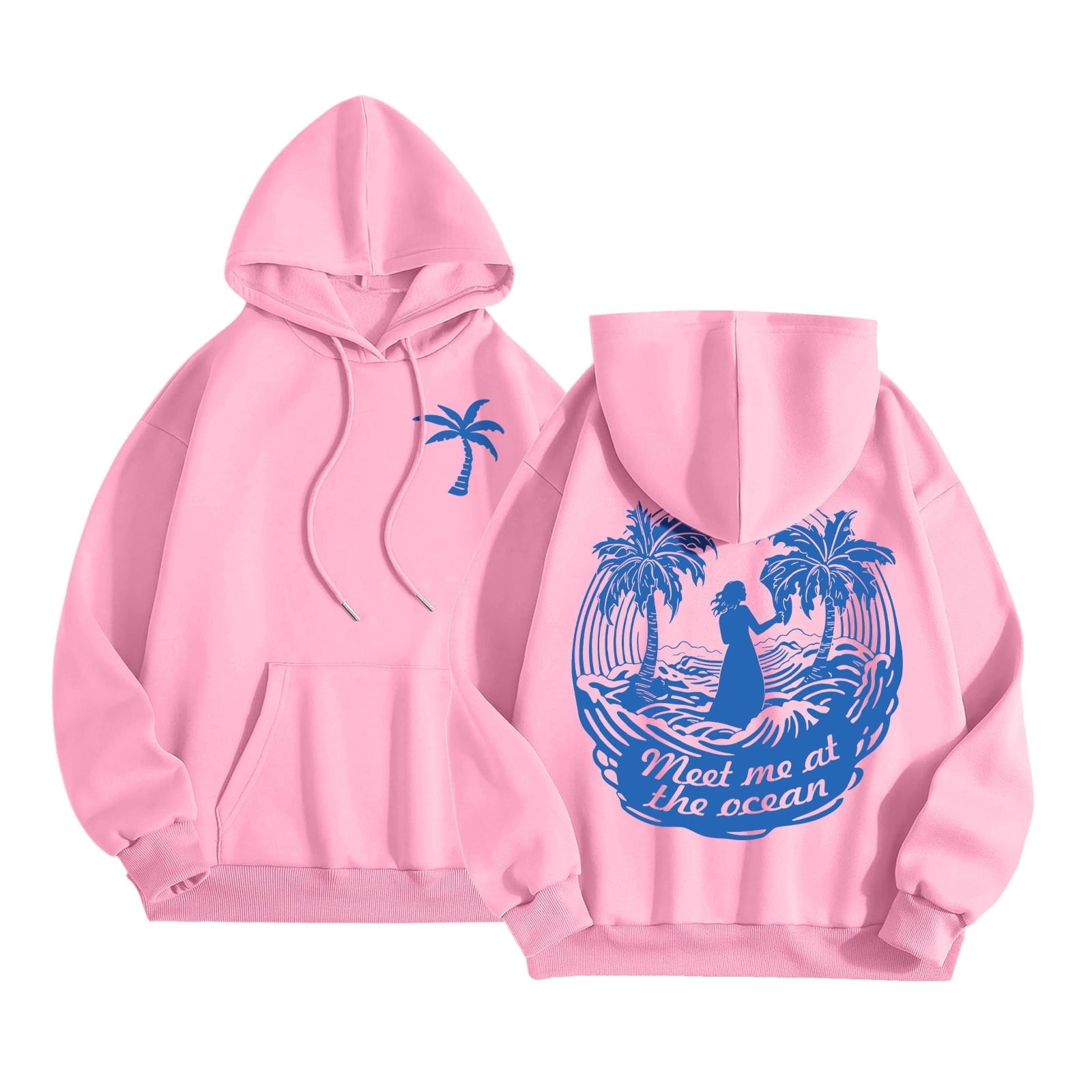 Palm Puff Hoodie Womens Oversized Sweatshirts Preppy Long Sleeve ...