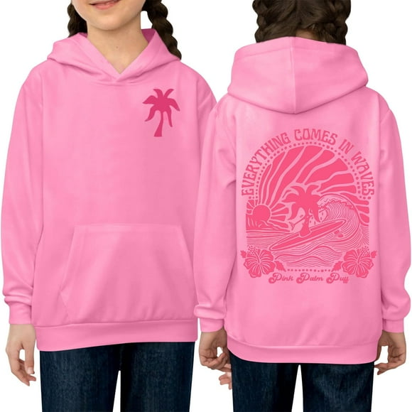 Pink Palm Puff Hoodie