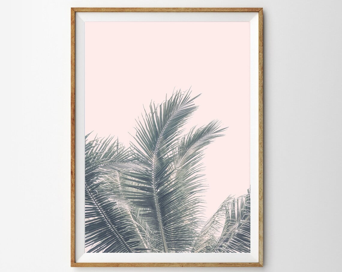 Pink Palms Print Tropical Leaf Print Tropical Leaf Wall Art Prints ...