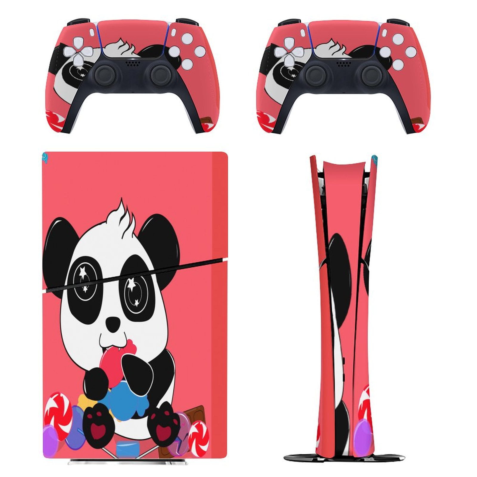 Pink, Panda, Cartoon PS5/PS5 Slim Digital Disc Skin Sticker For Console ...