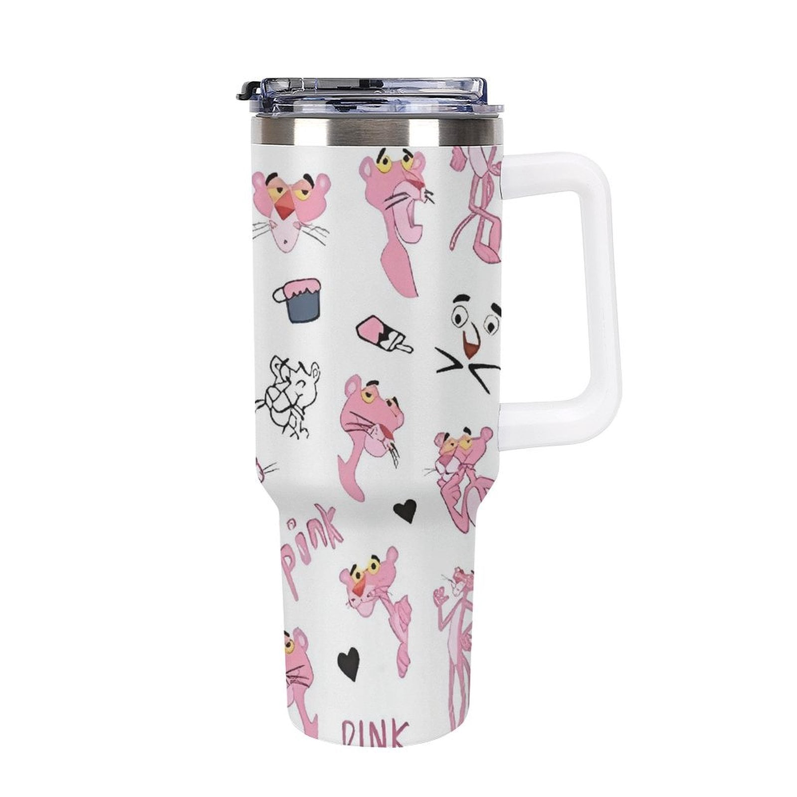 Pink Panther Car Cup Stainless Steel Thermos Cup with Handle 40oz ...