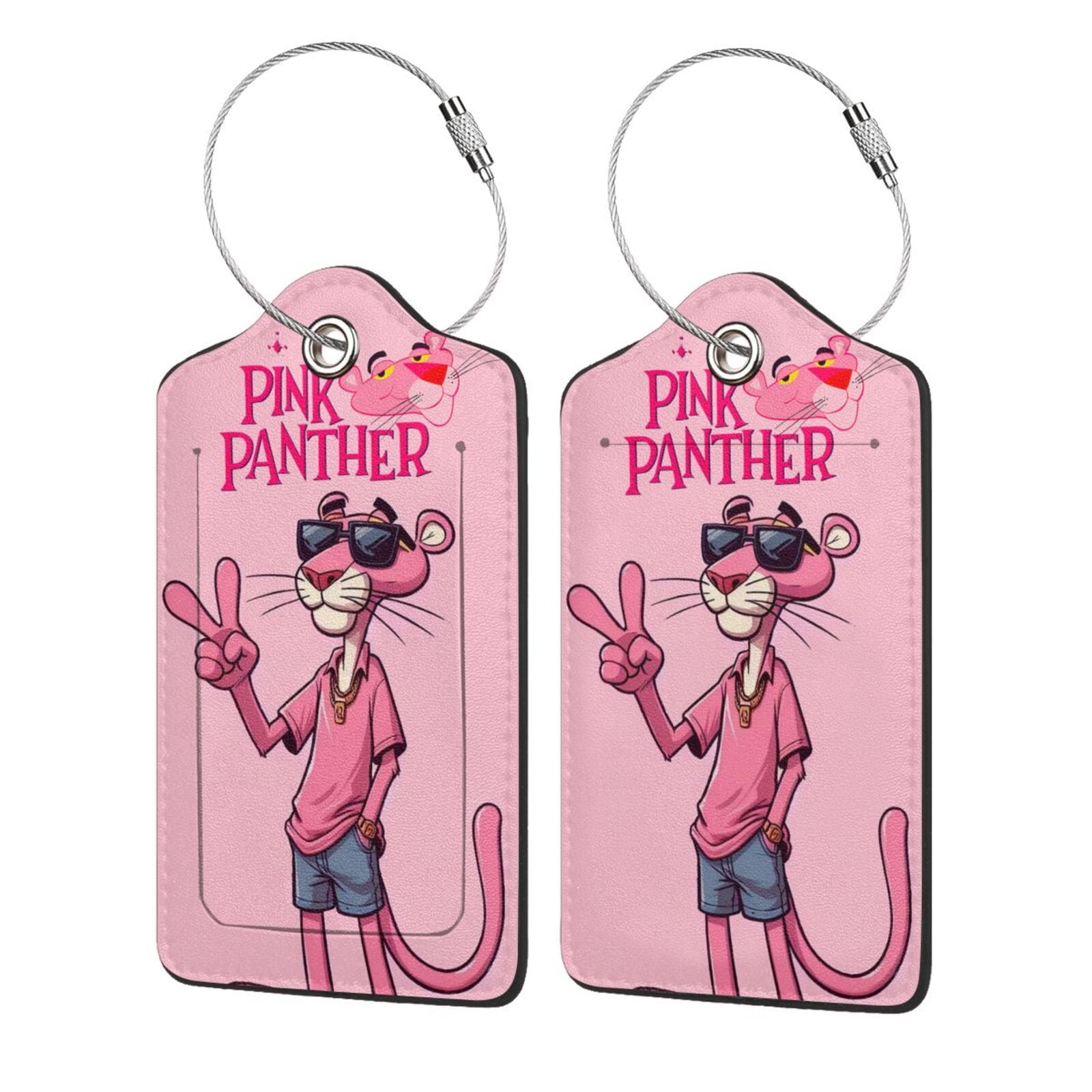 Pink Panther Luggage Tags With Stainless Steel Ring For Suitcases, Pu ...