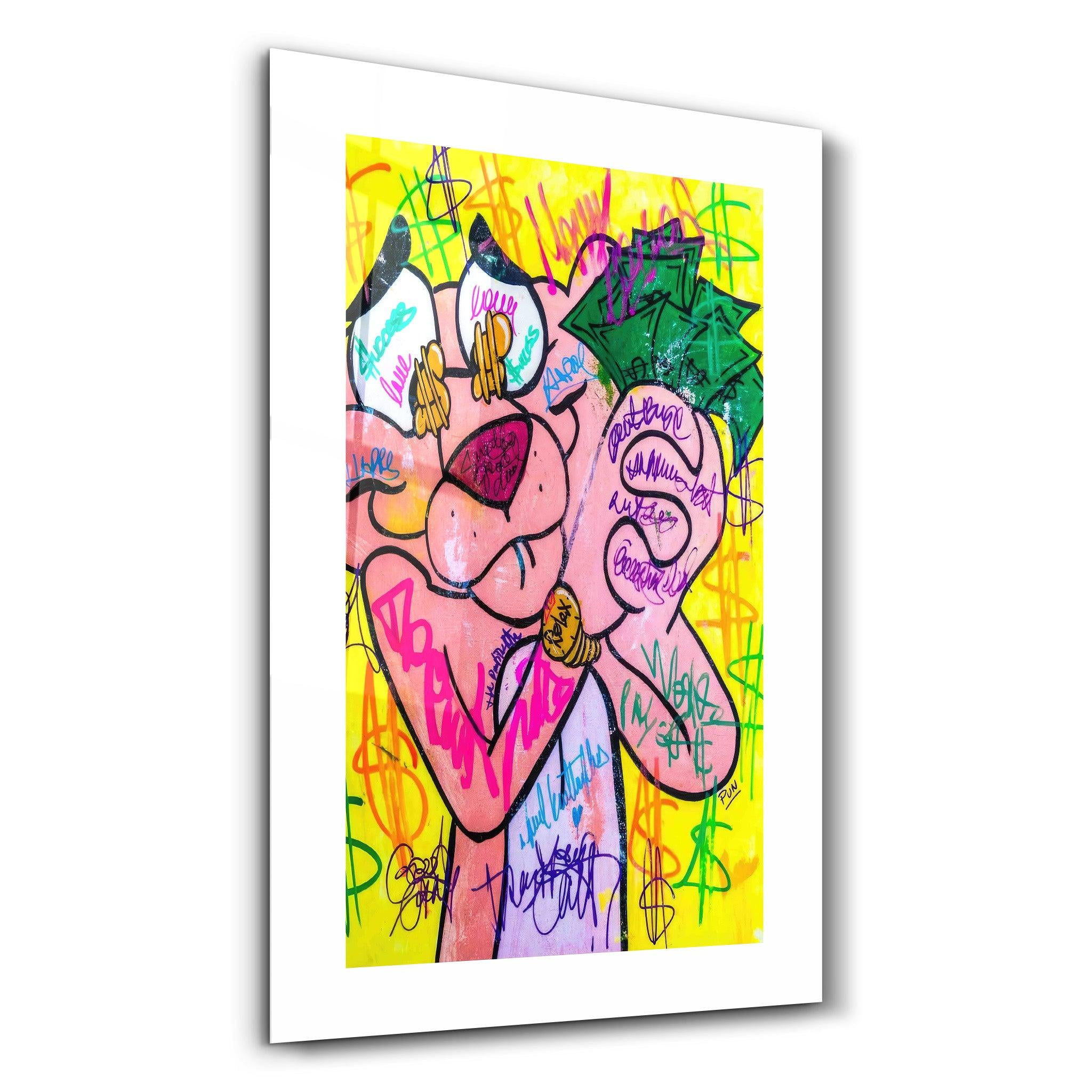Pink Panther - Retro Painting | Contemporary Collection Glass Wall Art ...