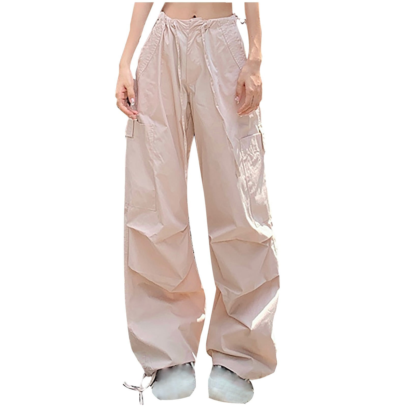 Pink Pants for Women Fall Summer Work Wild Cargo High Cut Straight Leg ...