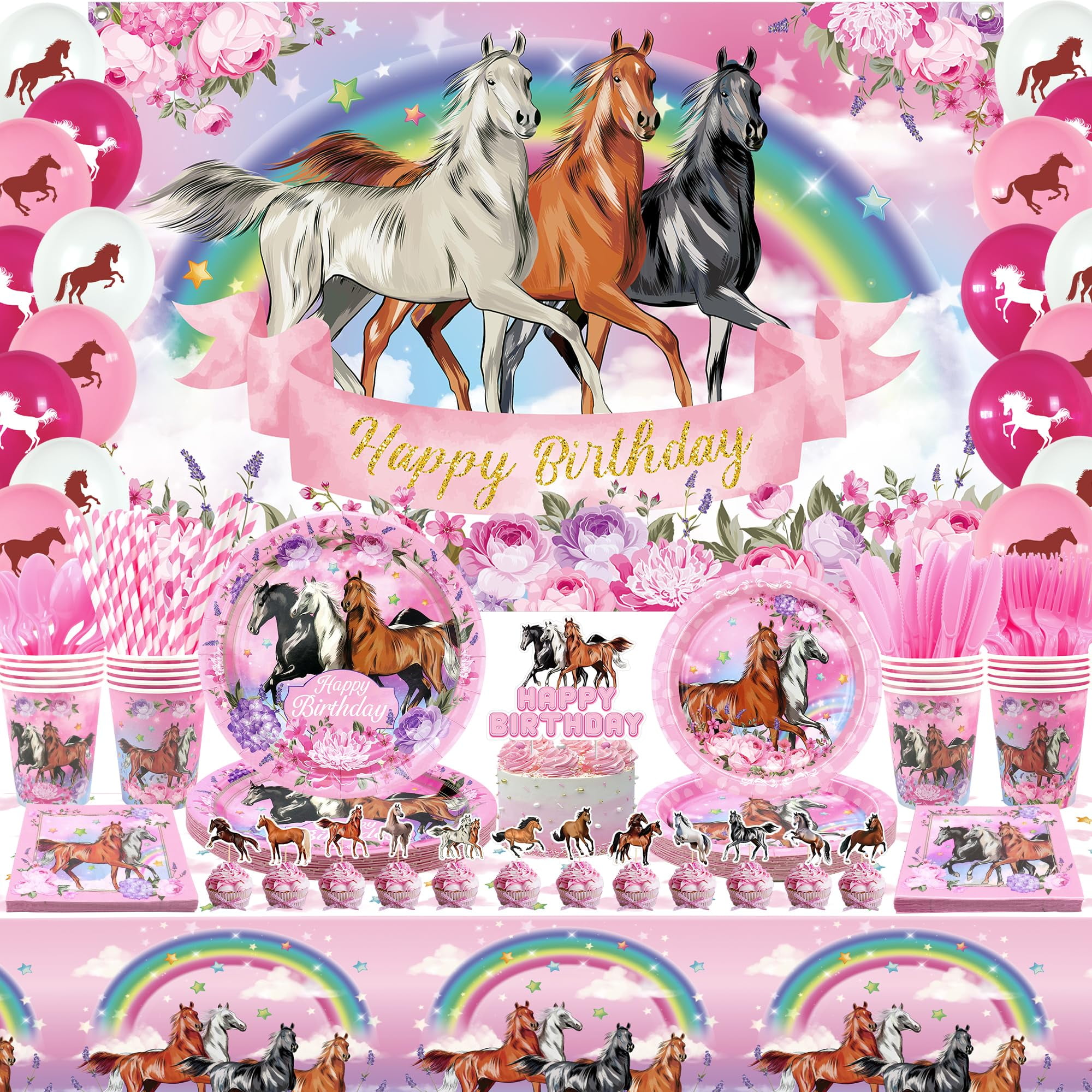 Pink Party Supplies for Girl, 159 H2FSDPcs Themed Decorations Include ...
