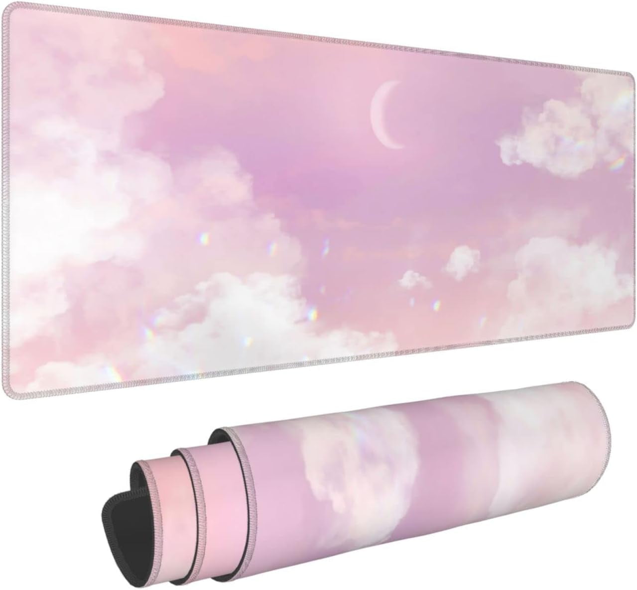 Pink Pastel Moon Mouse Pad XL Large Gaming Mouse Pad Long Desk Pad ...