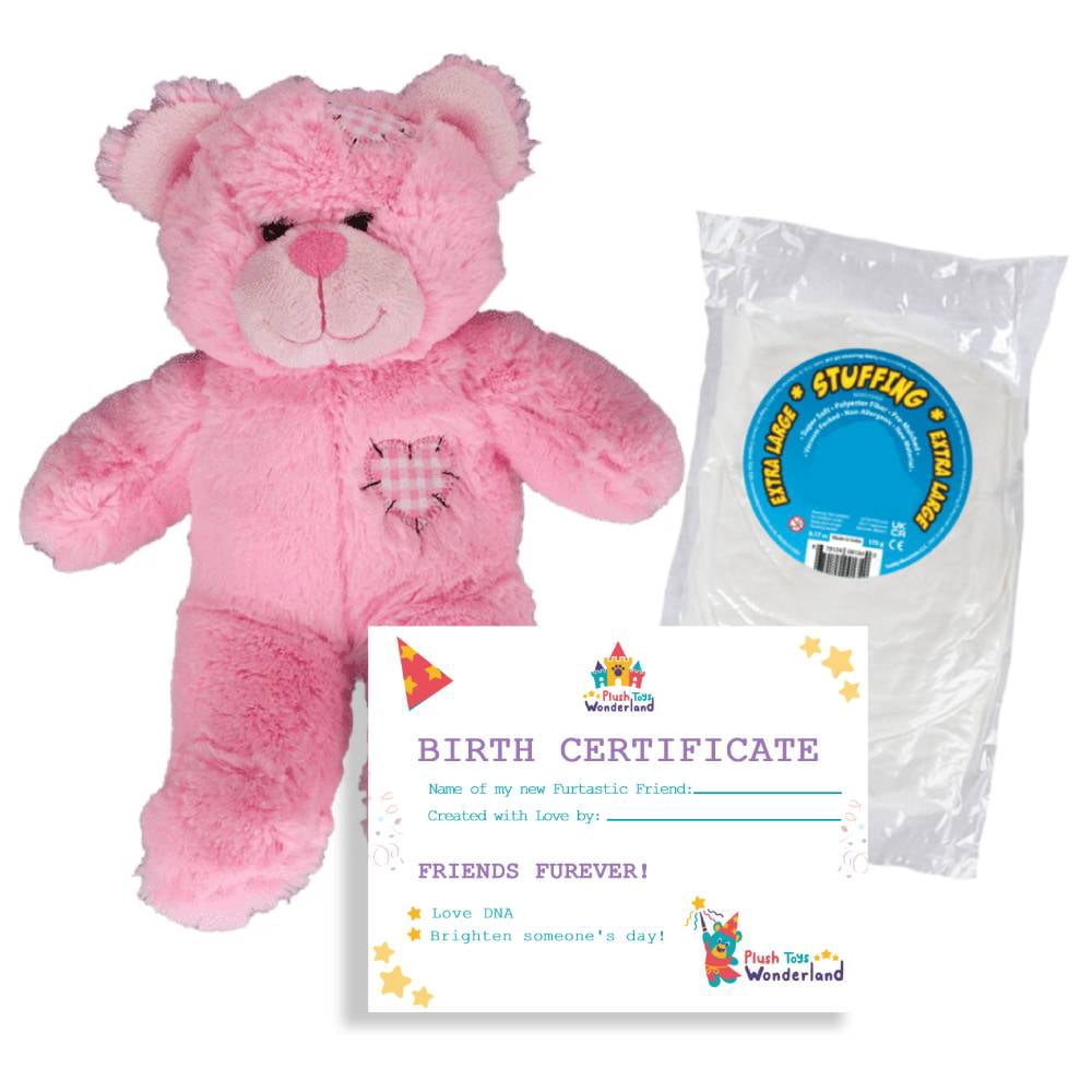 Pink Patches Bear 8-inch DIY Plush Kit - Make Your Own Bear Toy, No ...