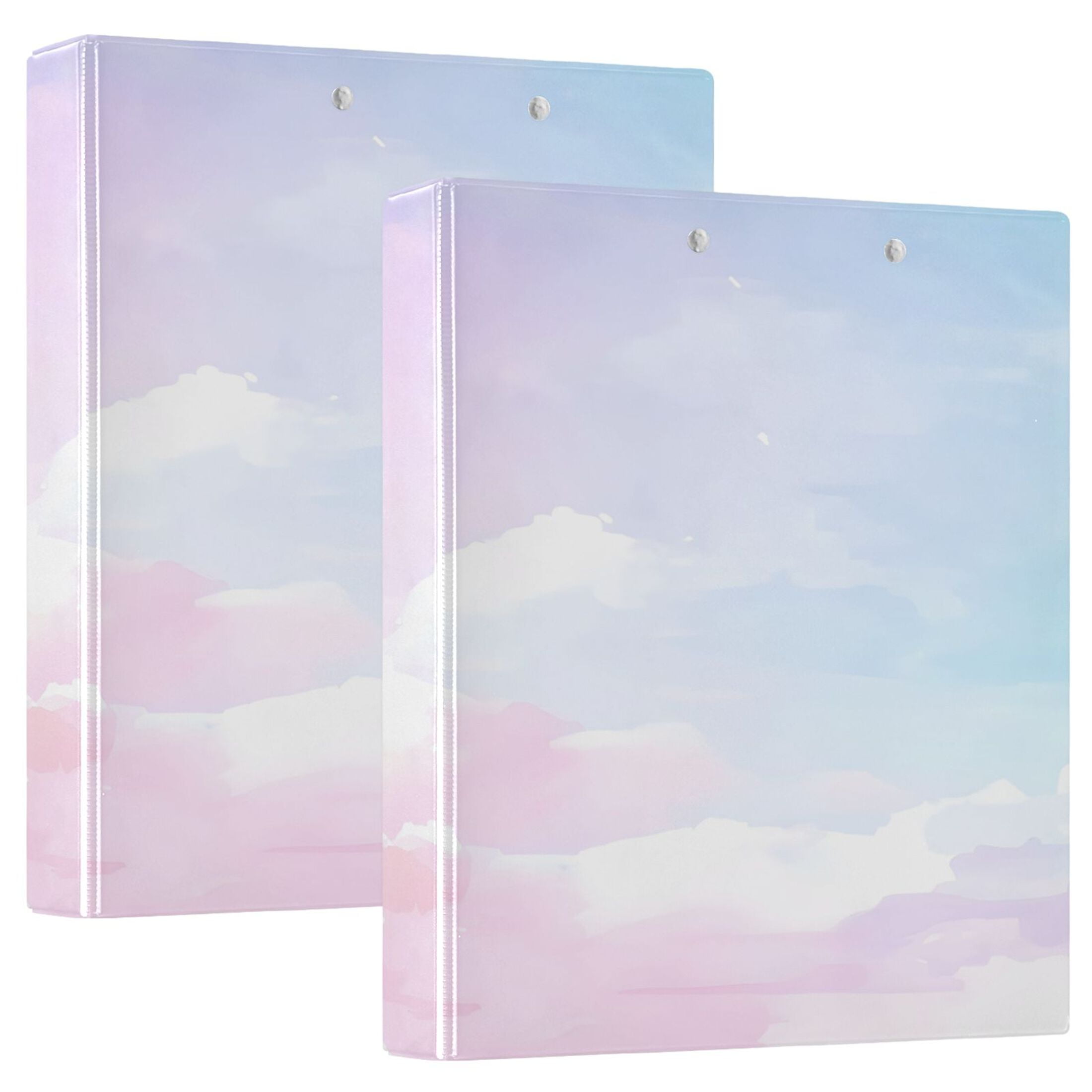 Pink Pattern 12.4x10.6in PVC Round Ring Binders, 2-Pack, D-Ring 3-Hole ...