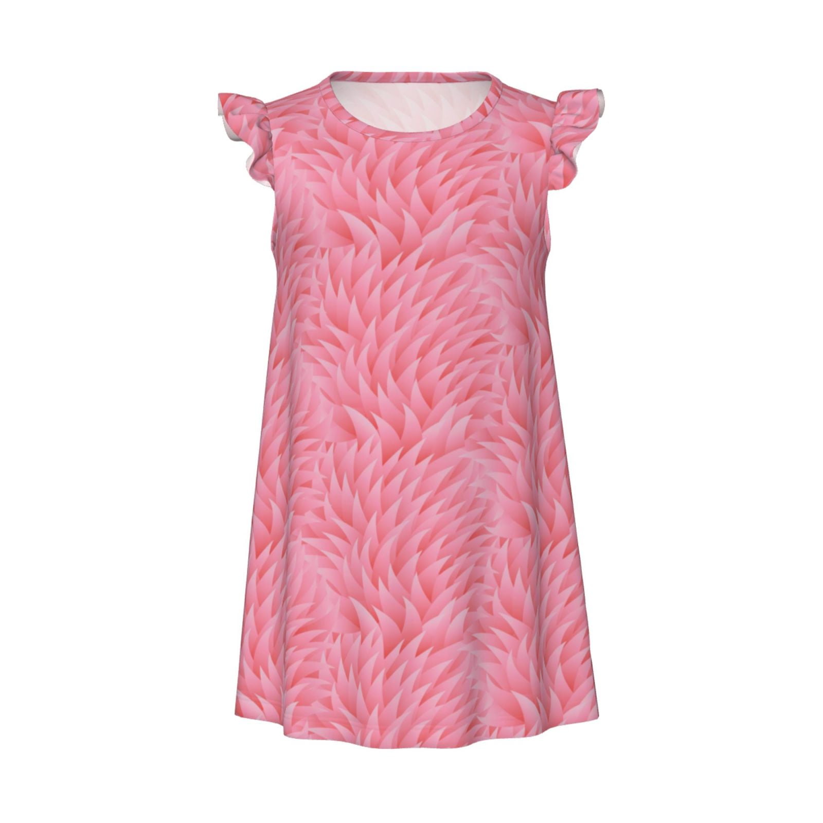 Pink Pattern Girls Nightgowns, Short Sleeves Dress Girls Sleepwear ...
