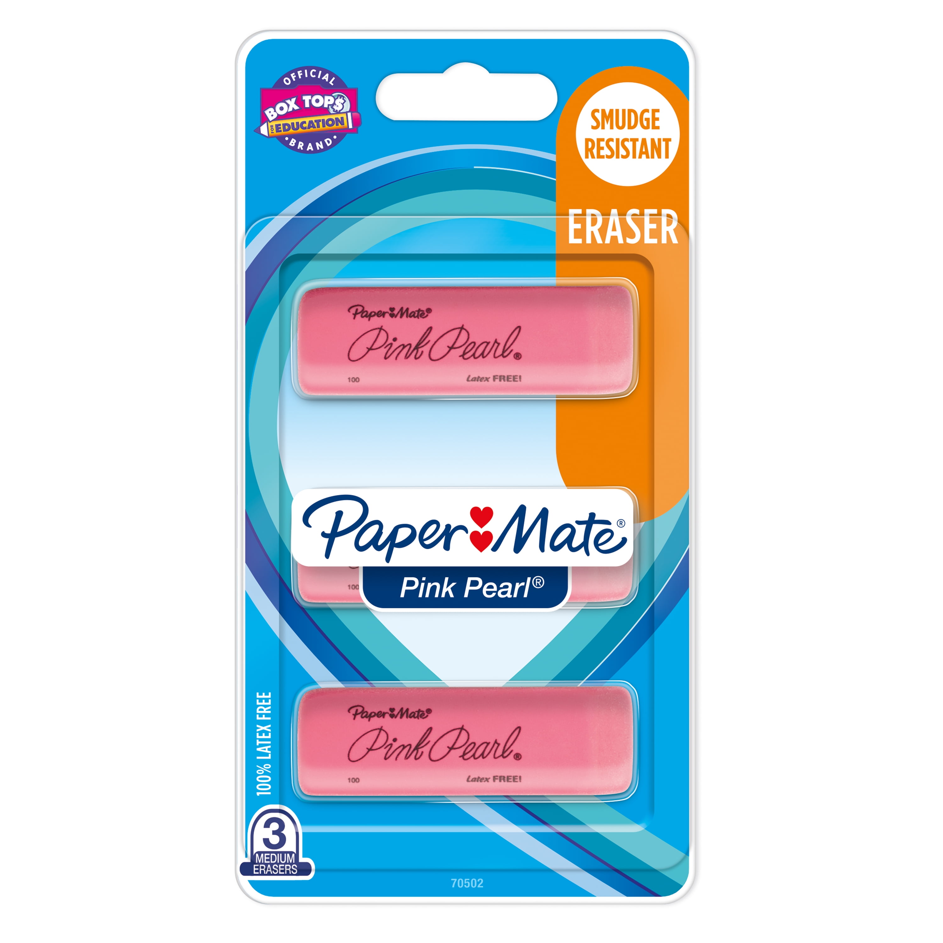 Pink Pearl Eraser, For Pencil Marks, Rectangular Block, Medium, Pink, 3 ...