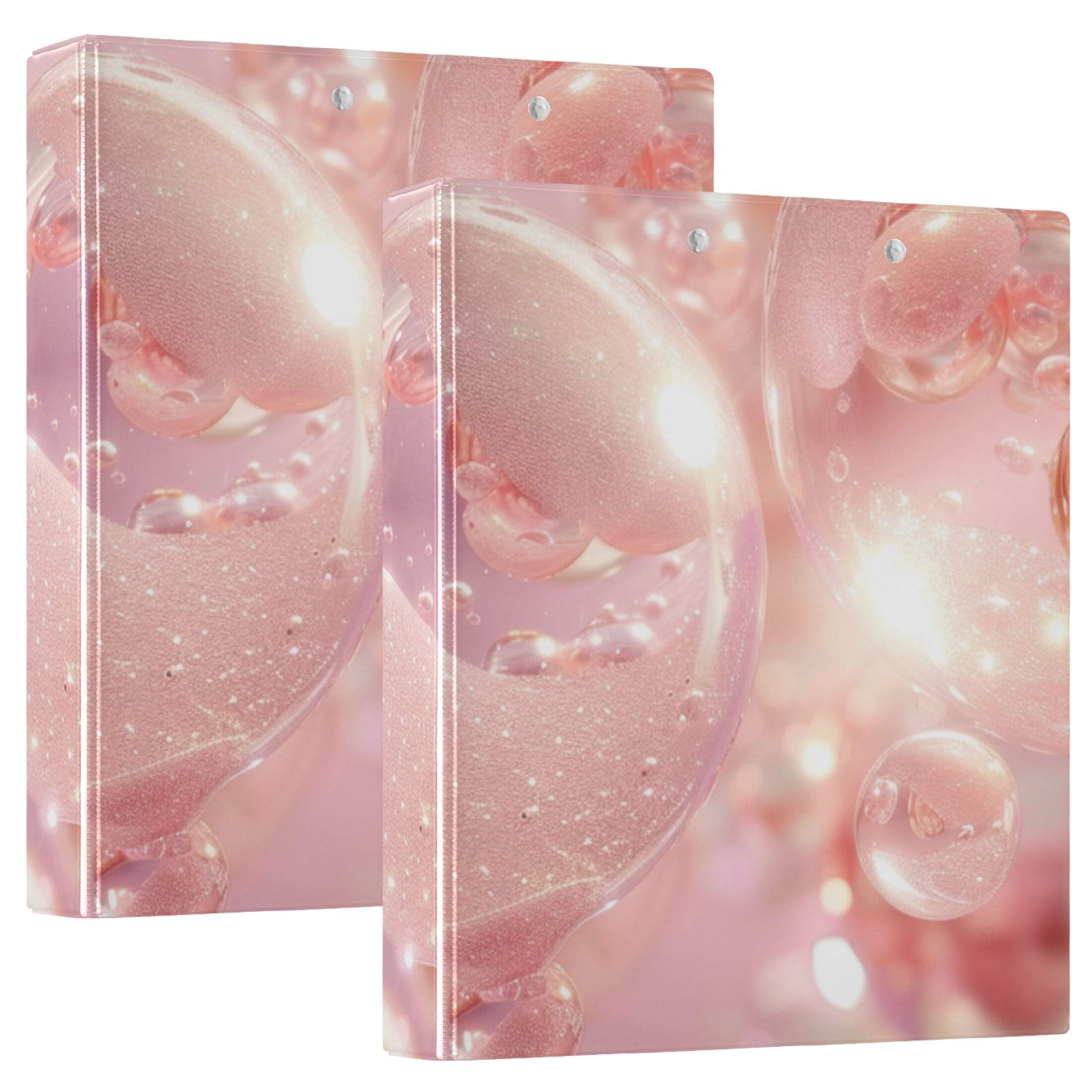 Pink Pearls Bubbles 3 Ring Binders 1.5 inch Hardcover File Folders with ...