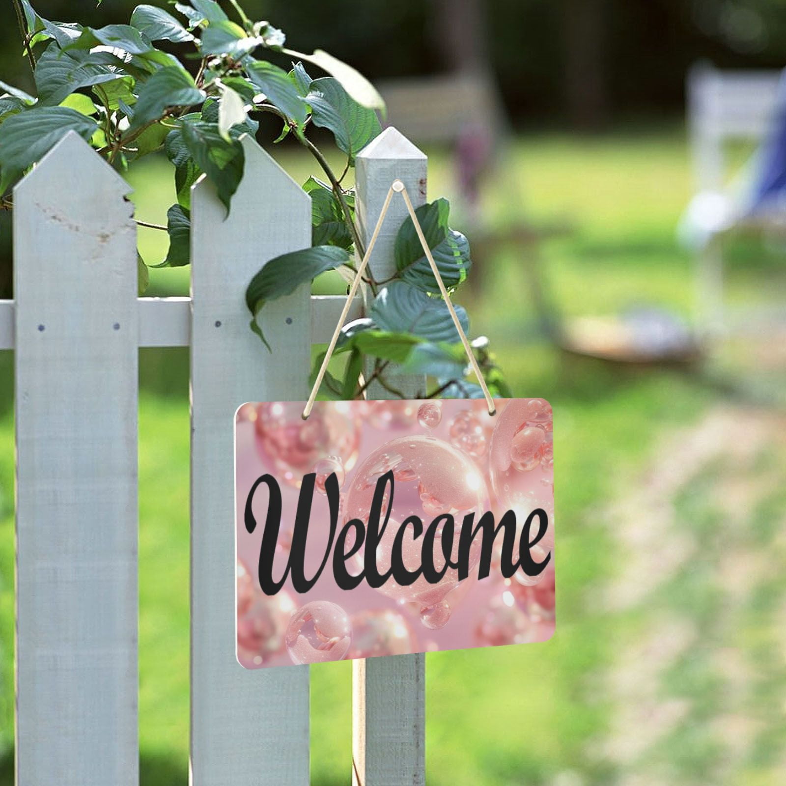 Pink Pearls Bubbles Welcome Sign for Front Door Porch Wreath Door Sign ...