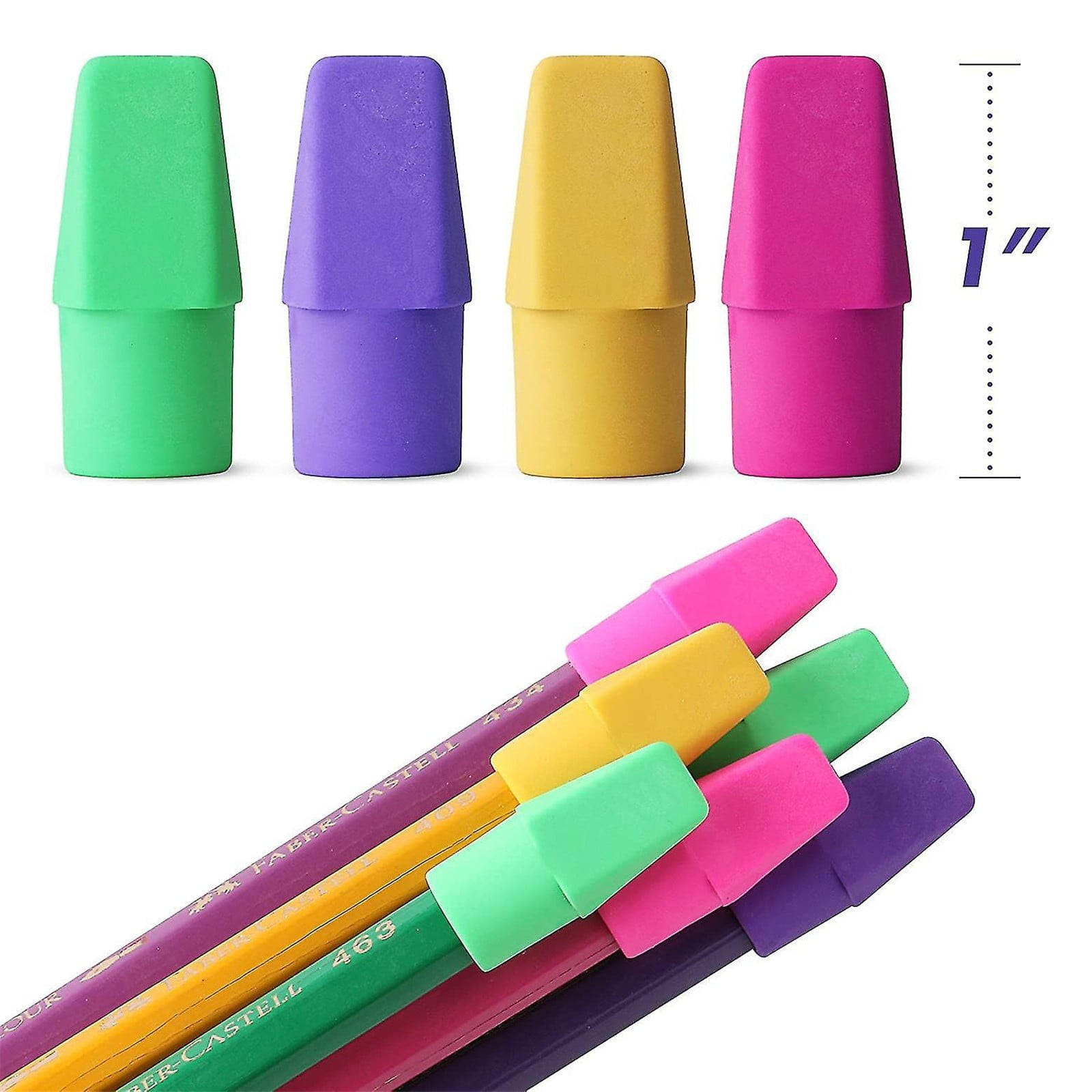 Pink Pencil Top Erasers Cap Style Eraser Toppers,Rose Red Eraser Caps ...