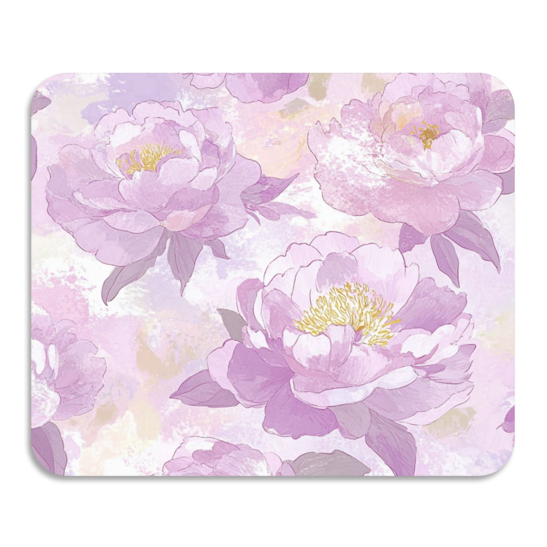 Pink Peony Flowers with Yellow Pistil Diatomite Dish Drying Mat Drain ...