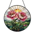 Pink Peony Forest Stained Glass Suncatcher – Floral Window Decor ...