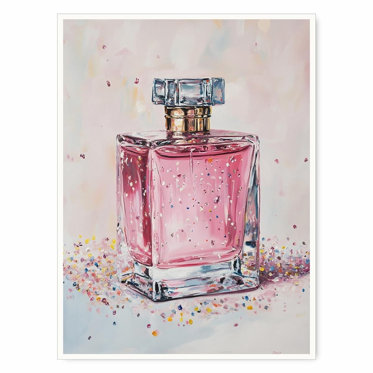 Pink Perfume Bottle Wall Art Feminine Fragrance Illustration Print for ...