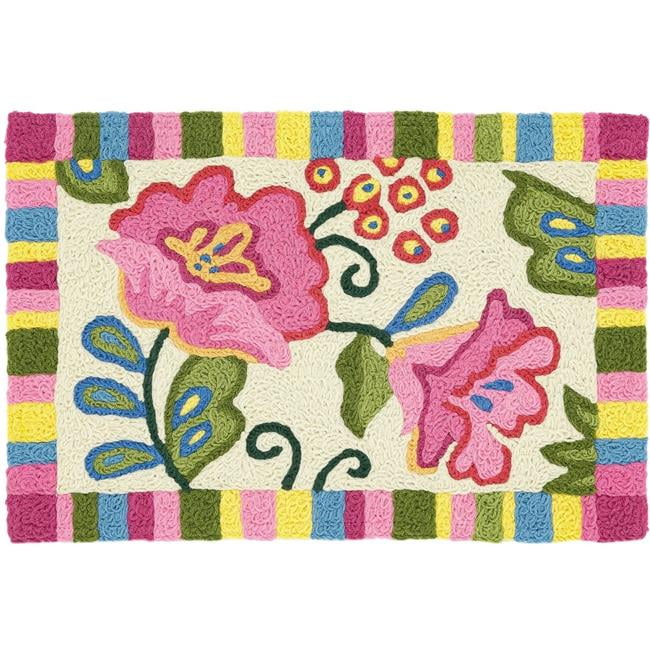 Jellybean JB-JC003 20 in. x 30 in. Pink Petals Machine Washable Indoor & Outdoor Accent Rug ...