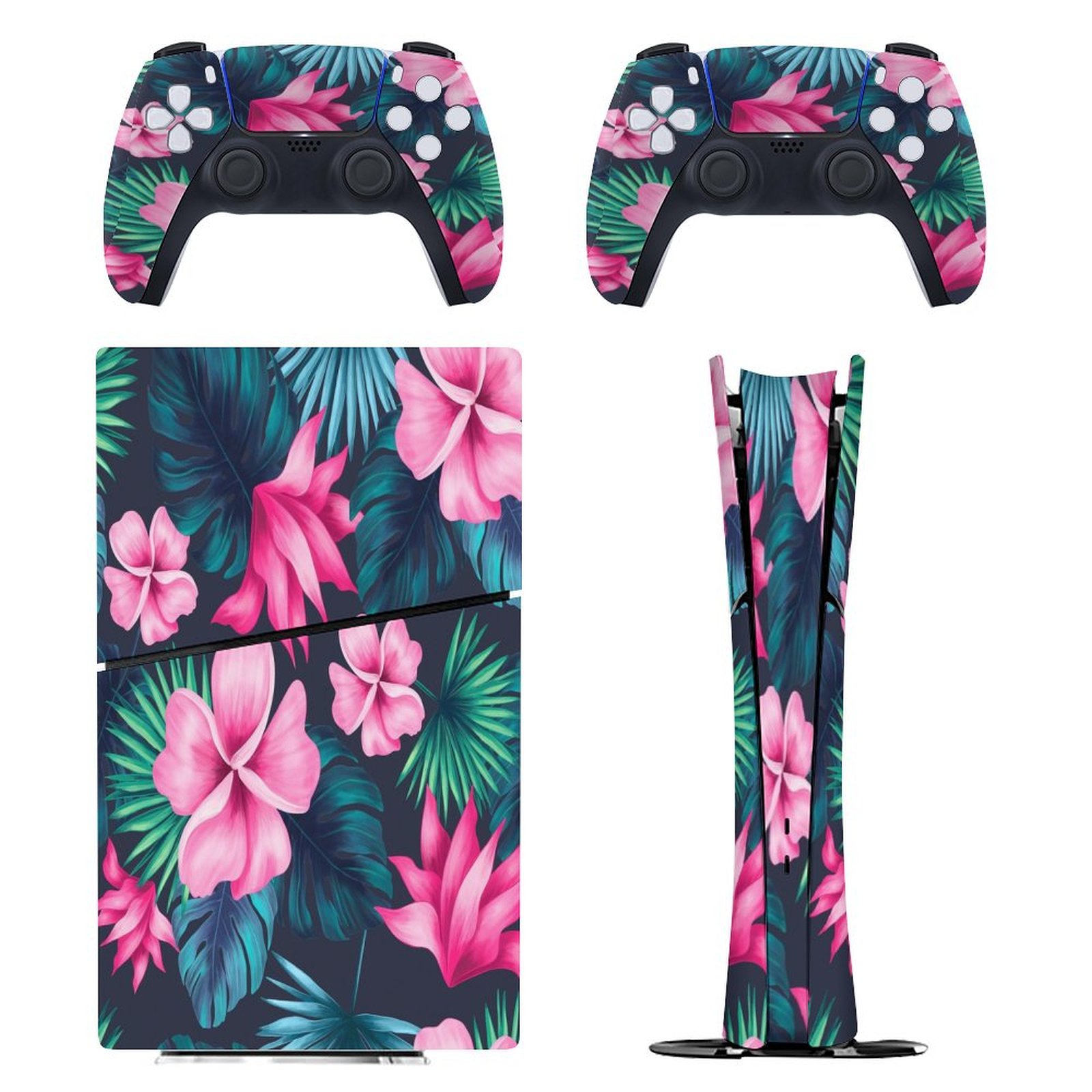 Pink, Petals, Monstera Leaves PS5/PS5 Slim Digital Disc Skin Sticker ...