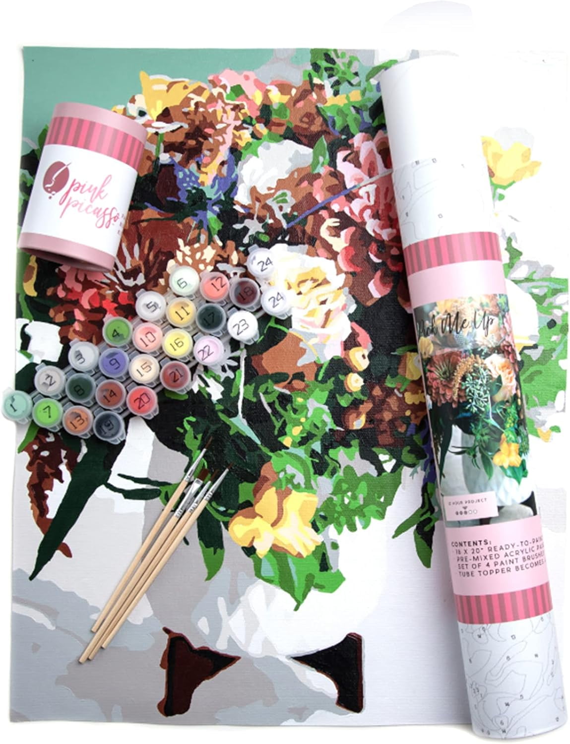 Pink Picasso Kits Botanical Floral Paint by Number for Adults | DIY ...