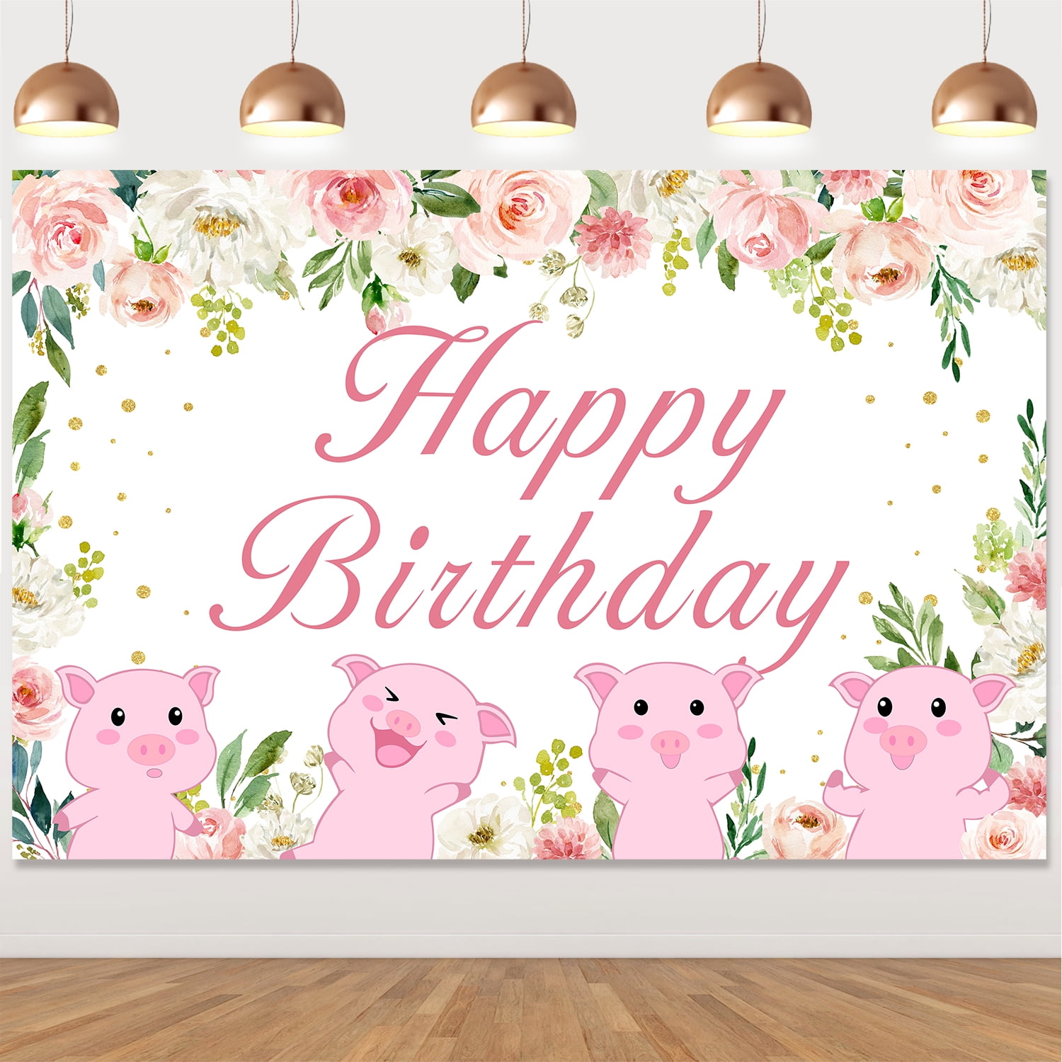 Pink Pig Birthday Decorations for Girls Pink Pig Farm Animal Happy ...